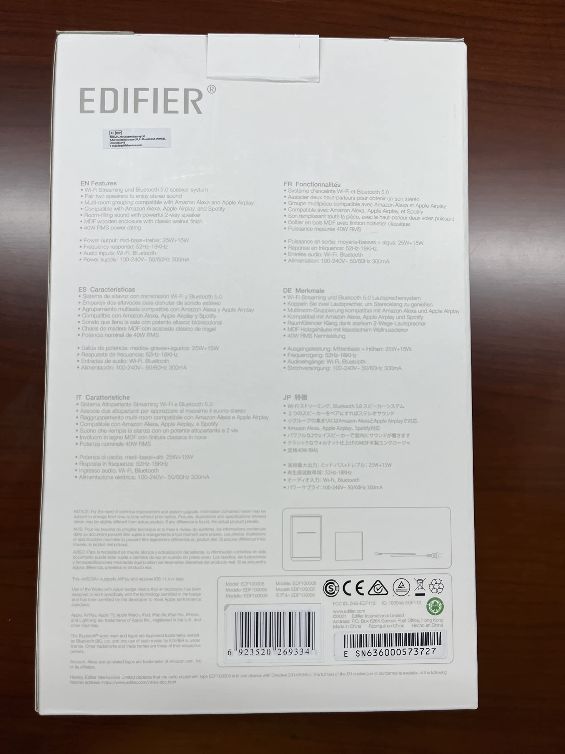 Edifier Mic-Free Smart Speaker, Works with Alexa, Supports AirPlay 2, Spotify Connect, Tidal Connect, 40W RMS Wi-Fi and Bluetooth Sound System, No Microphone, MS50A