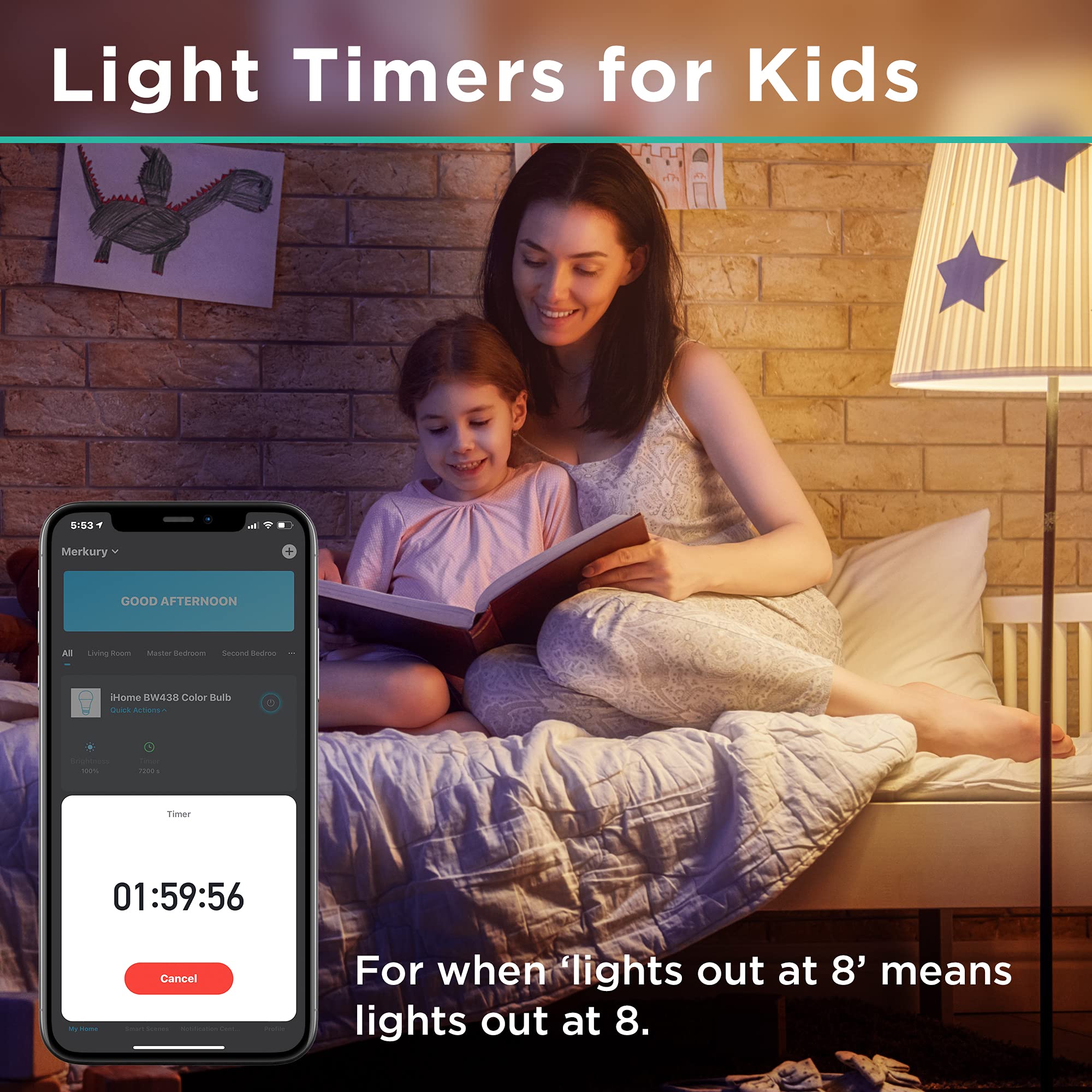 iHome Spectra Smart Multicolor Light Bulb, A21 Tunable Dimmable Ultra-Bright Color Bulb, 1600 Lumens, 15W, 100W Equivalent, WiFi Smart Bulb, Compatible with Alexa and Google Home, 2 Pack