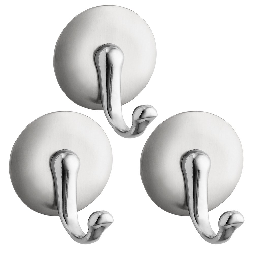 InterDesign York Magnetic Key Rack Organizer for Home & Kitchen - Set of 3, 1 Hook, Stainless Steel/Chrome