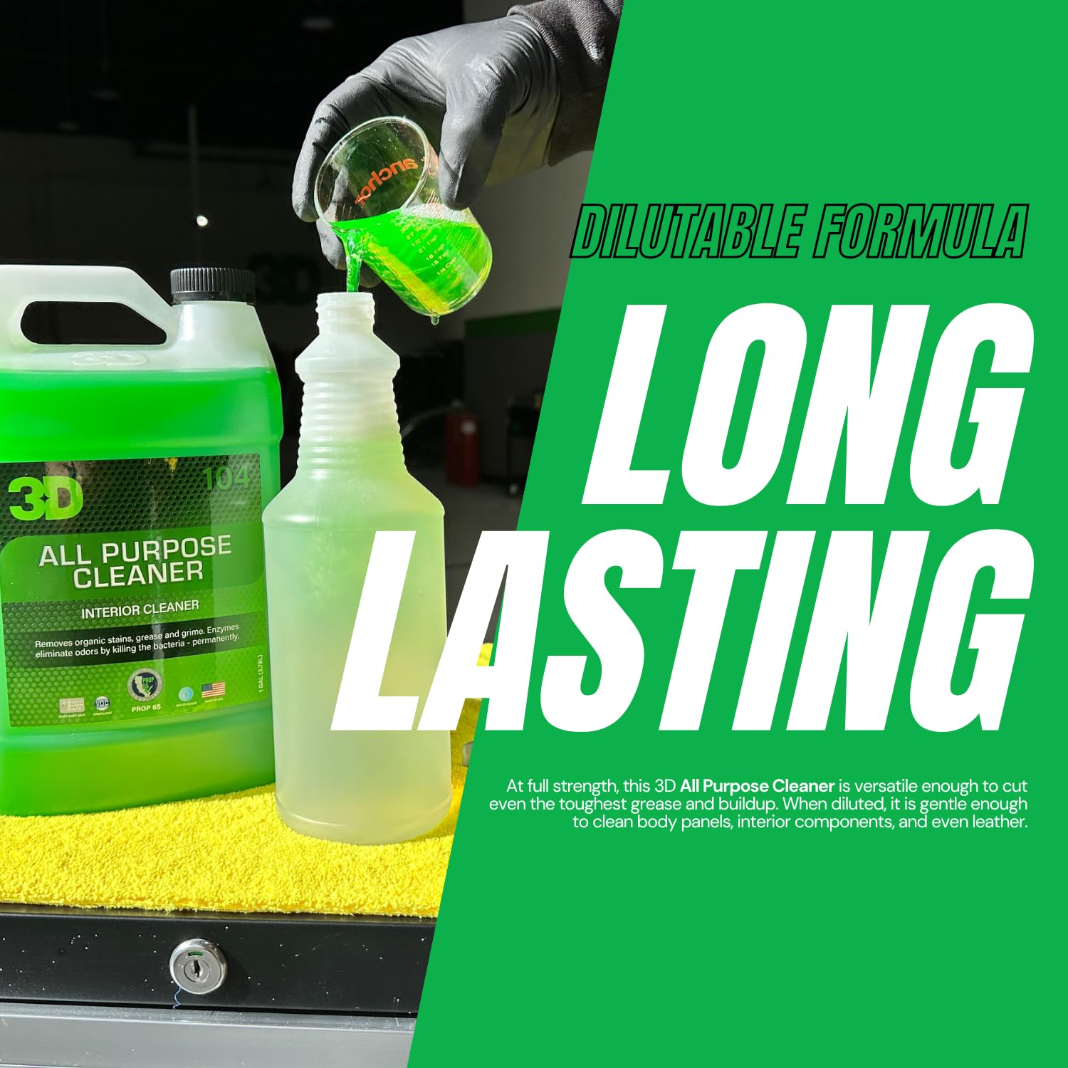 3D All Purpose Cleaner for Car, Home & Office Use - Multi Surface Cleaner Spray 16oz.