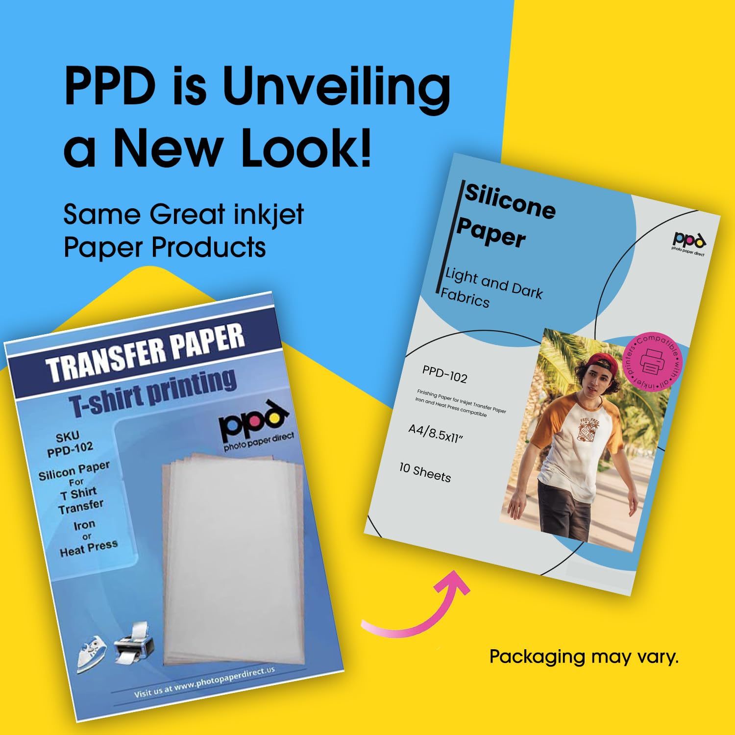 PPD Inkjet PREMIUM Iron-On White and Light Color T Shirt Transfers Paper LTR 8.5x11β Pack of 10 Sheets (PPD001-10)