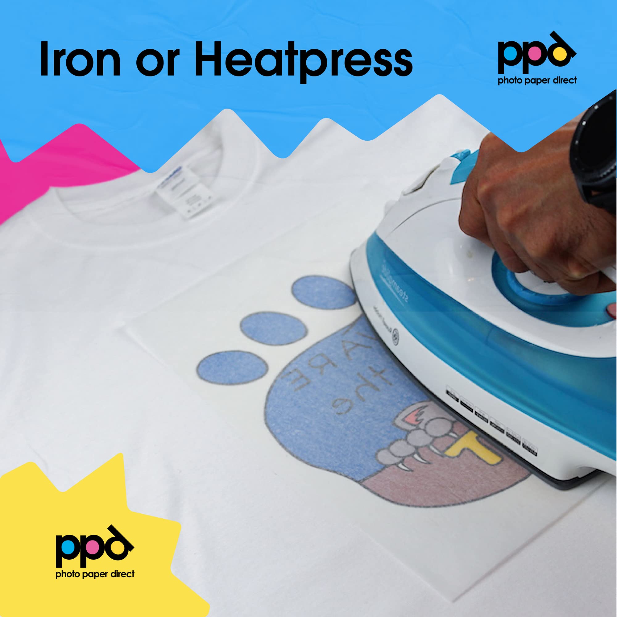 PPD Inkjet PREMIUM Iron-On White and Light Color T Shirt Transfers Paper LTR 8.5x11β Pack of 10 Sheets (PPD001-10)
