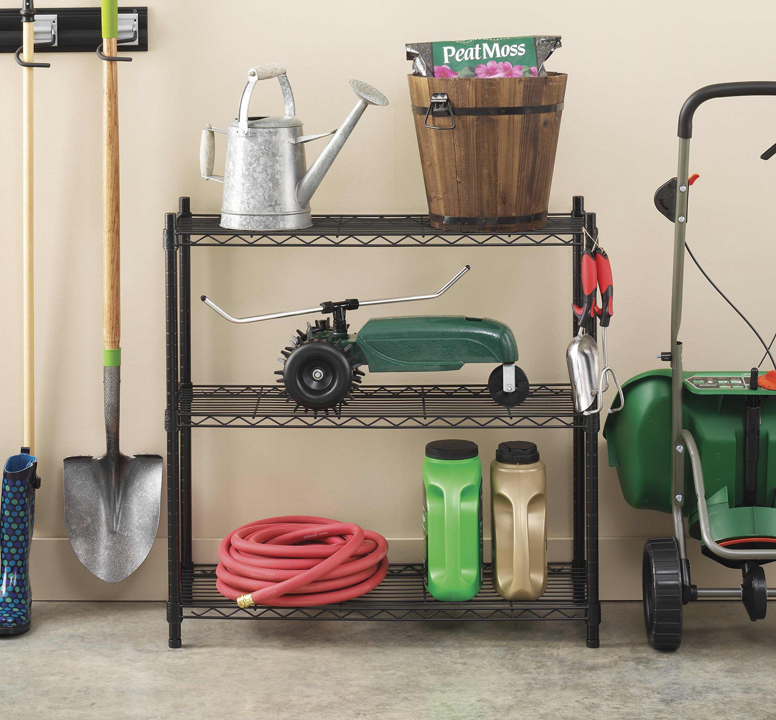 Whitmor Supreme Leveling Feet 350 Capacity Per Shelf Adjustable Shelves, 3 Tier, Black