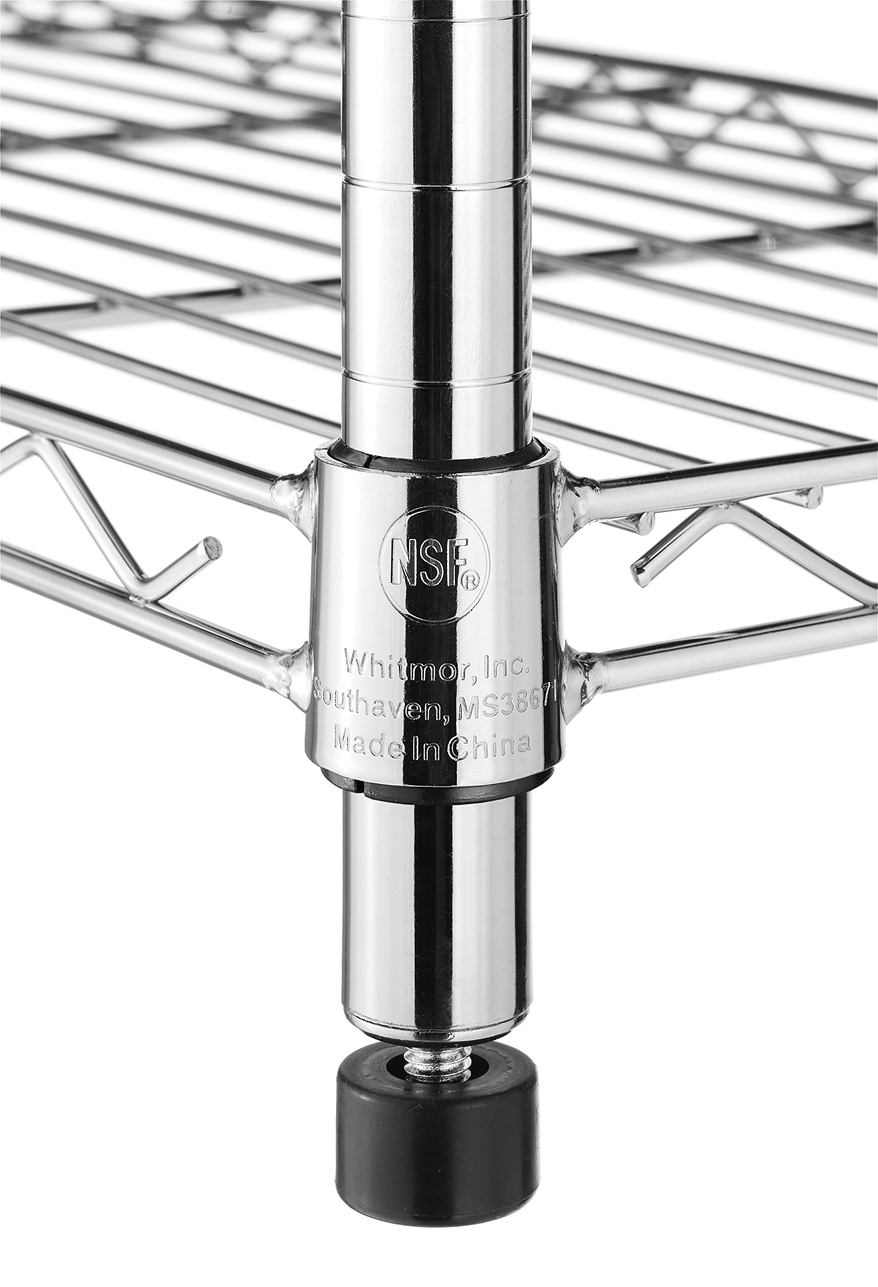 Whitmor Supreme 3 Tier Shelving with Adjustable Shelves and Leveling Feet - 350 lb. Capacity per Shelf - Chrome
