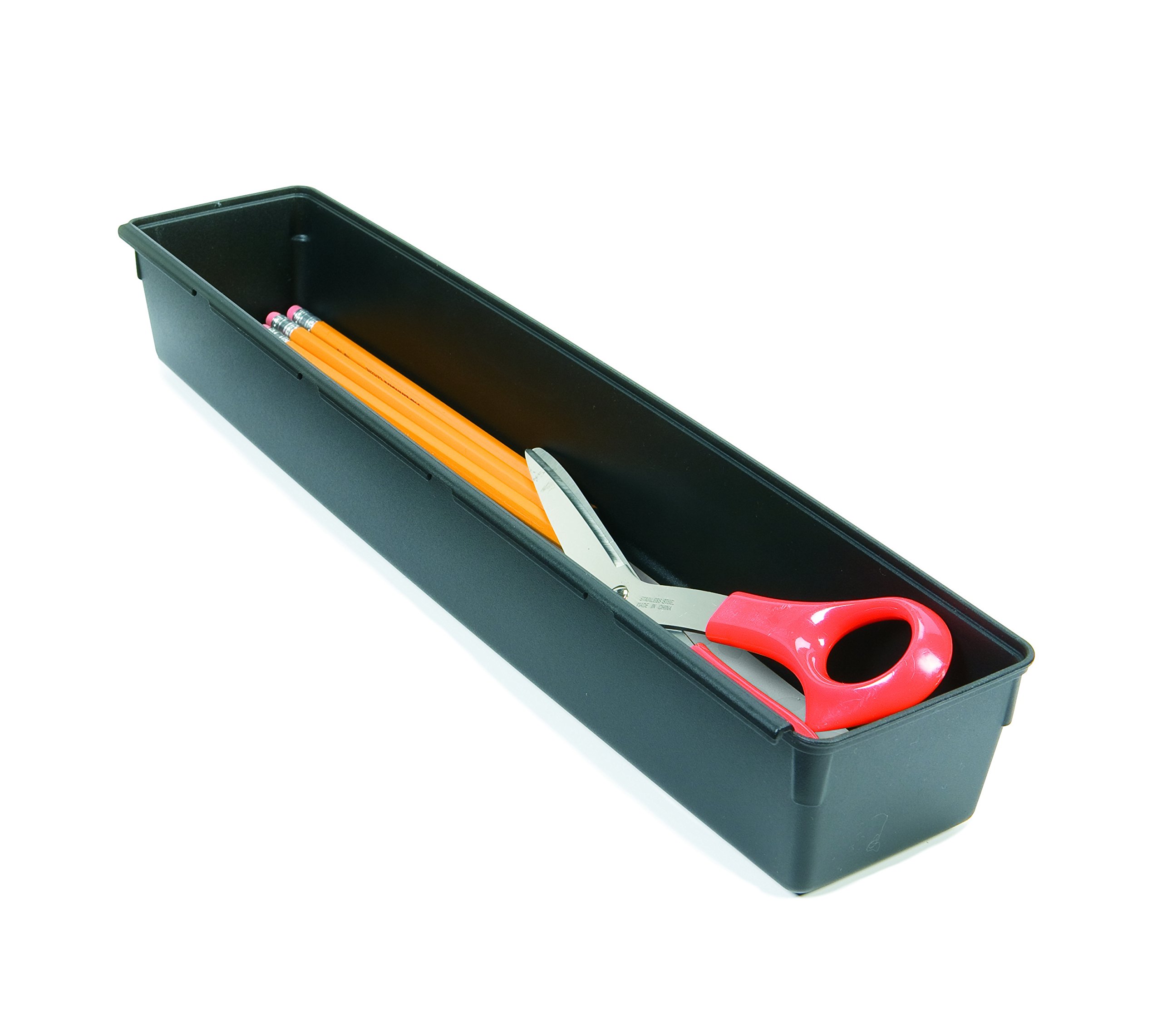 Rubbermaid No-Slip Interlocking Drawer Organizer, 3-in. x 15-in, Black with Gray Base (1994525)