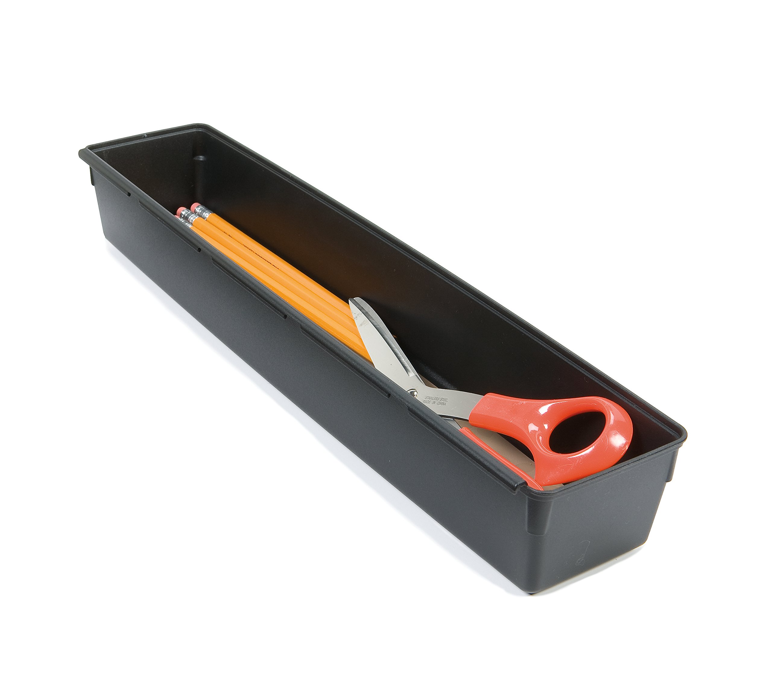 Rubbermaid No-Slip Interlocking Drawer Organizer, 3-in. x 15-in, Black with Gray Base (1994525)