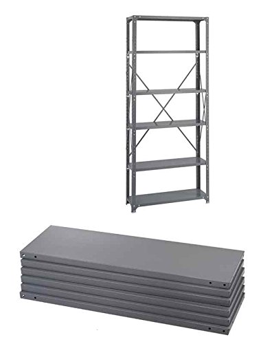 Safco Products 6250 Industrial Shelving 36"W x 12"D Shelves, (Qty. 6) for Industrial Shelving Post Frame (Sold Separately), Gray