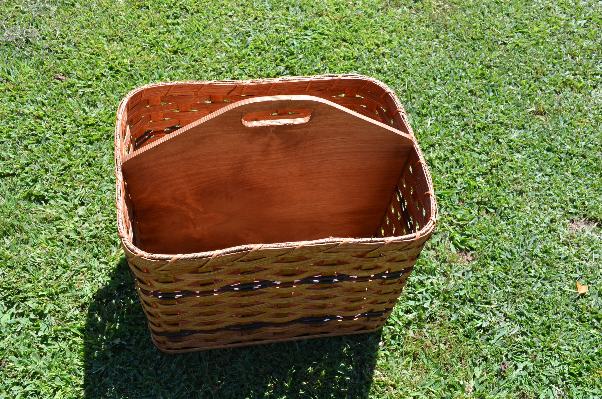 Amish Handmade Magazine Basket with Solid Wood Handled Divider, Will Look Great in Any Office Waiting Area