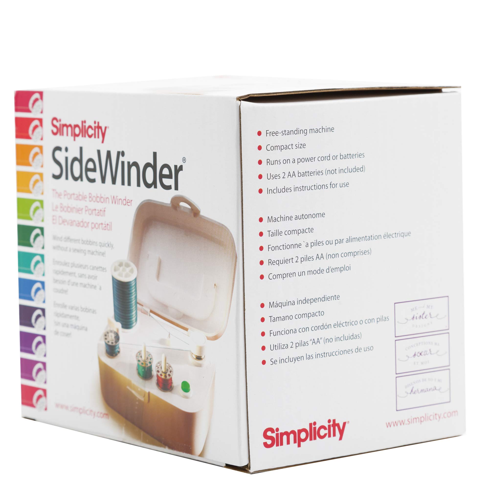 Simplicity 388175A Sidewinder Portable Automatic Bobbin Winder Machine, 120 Voltage, White