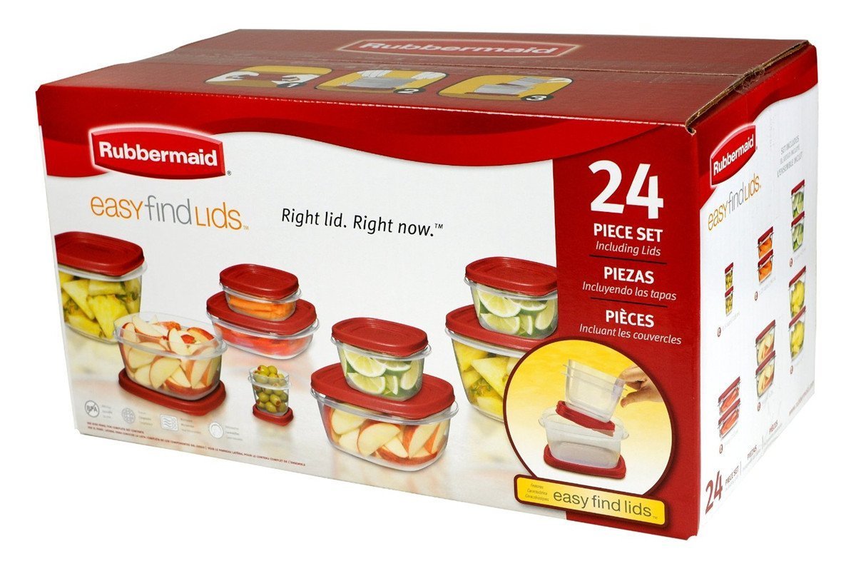Rubbermaid Easy Find Lids Food Storage Containers, Racer Red, Set of 24 7J98