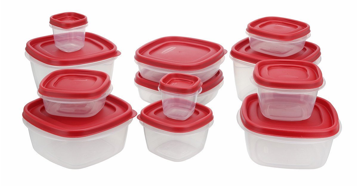 Rubbermaid Easy Find Lids Food Storage Containers, Racer Red, Set of 24 7J98