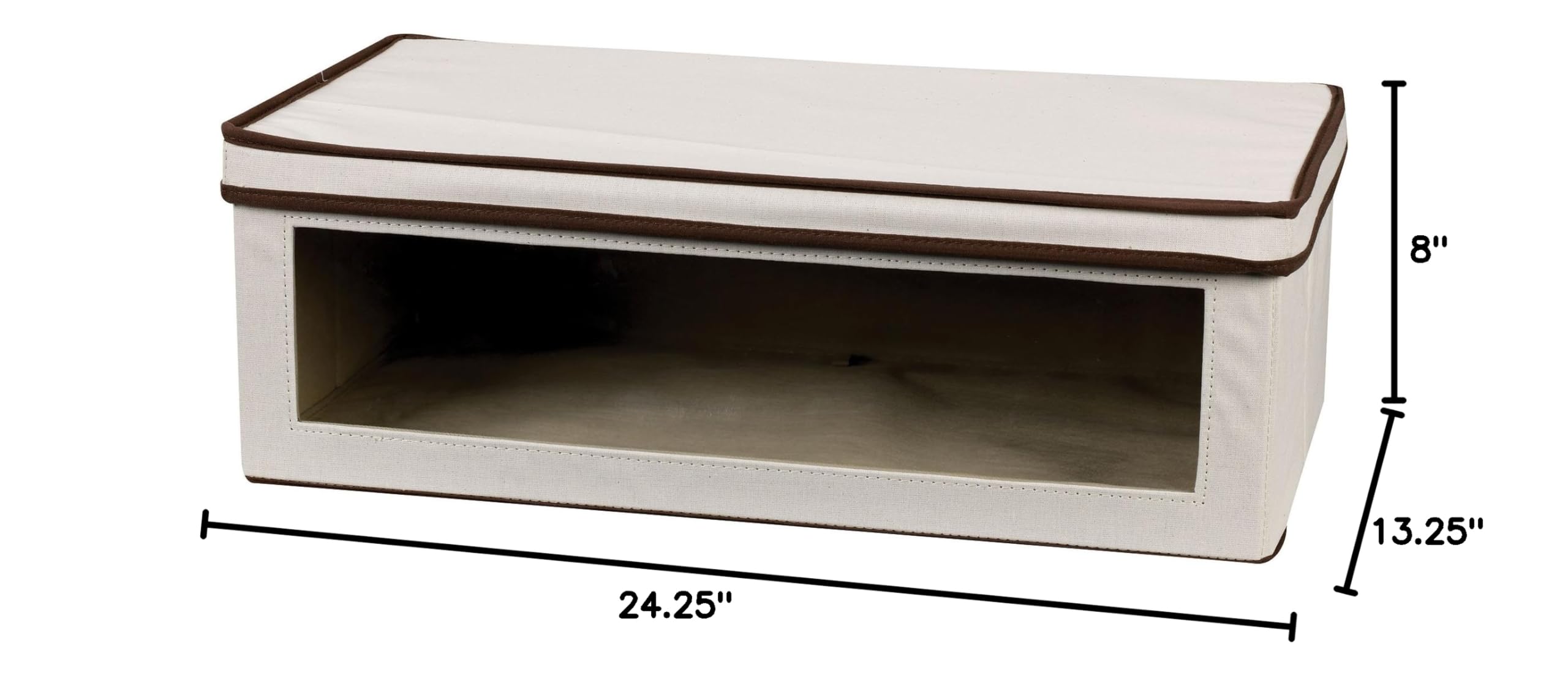 Household Essentials 514 Vision Storage Box - Natural Canvas with Brown Trim - Large