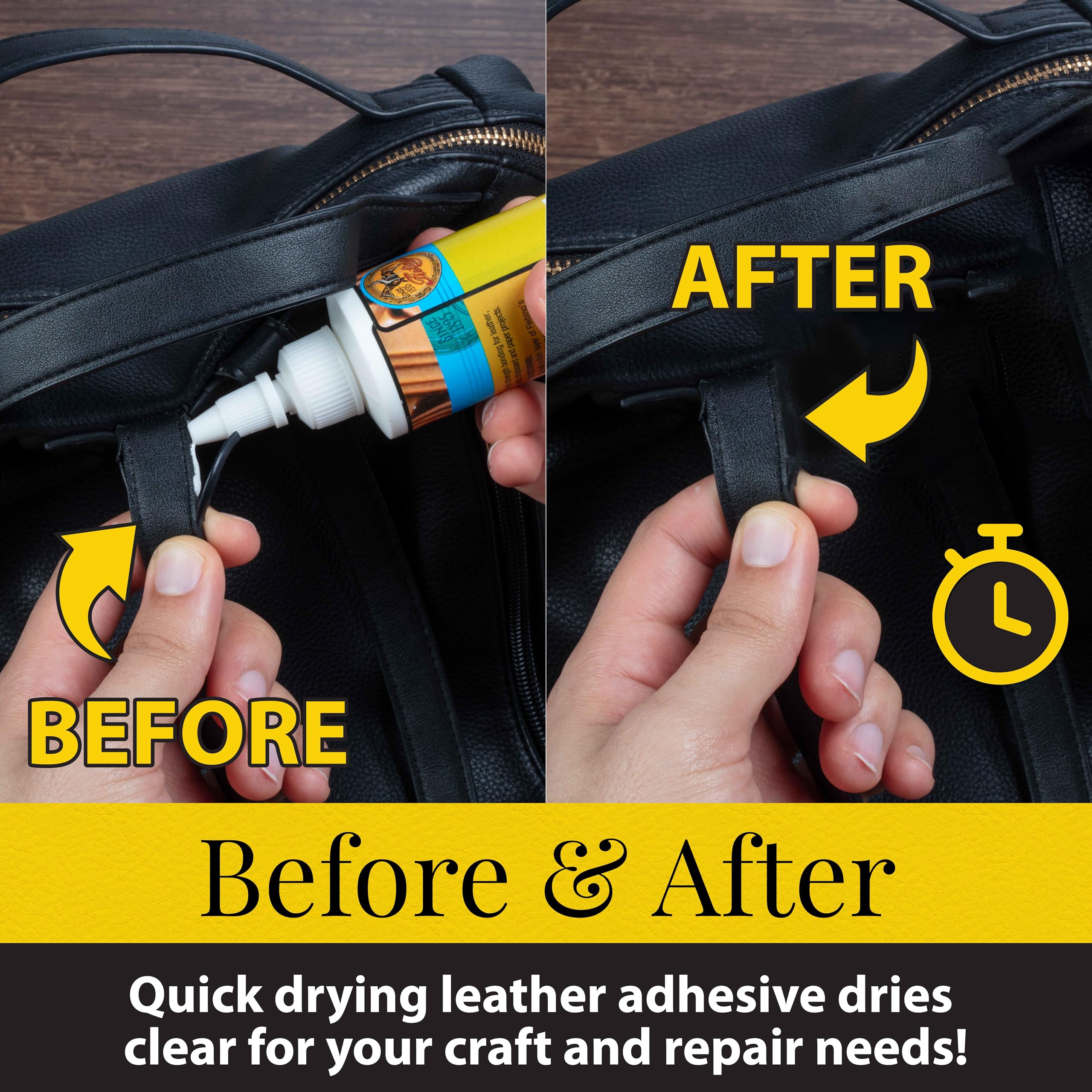 Fiebing's Leathercraft Cement - Leather Glue (4oz) - Quick Drying, High Strength, Flexible Adhesive w/Permanent Bonding for Craft or Repair for Leather Jackets, Shoes, Wallets, Furniture - Non-Toxic
