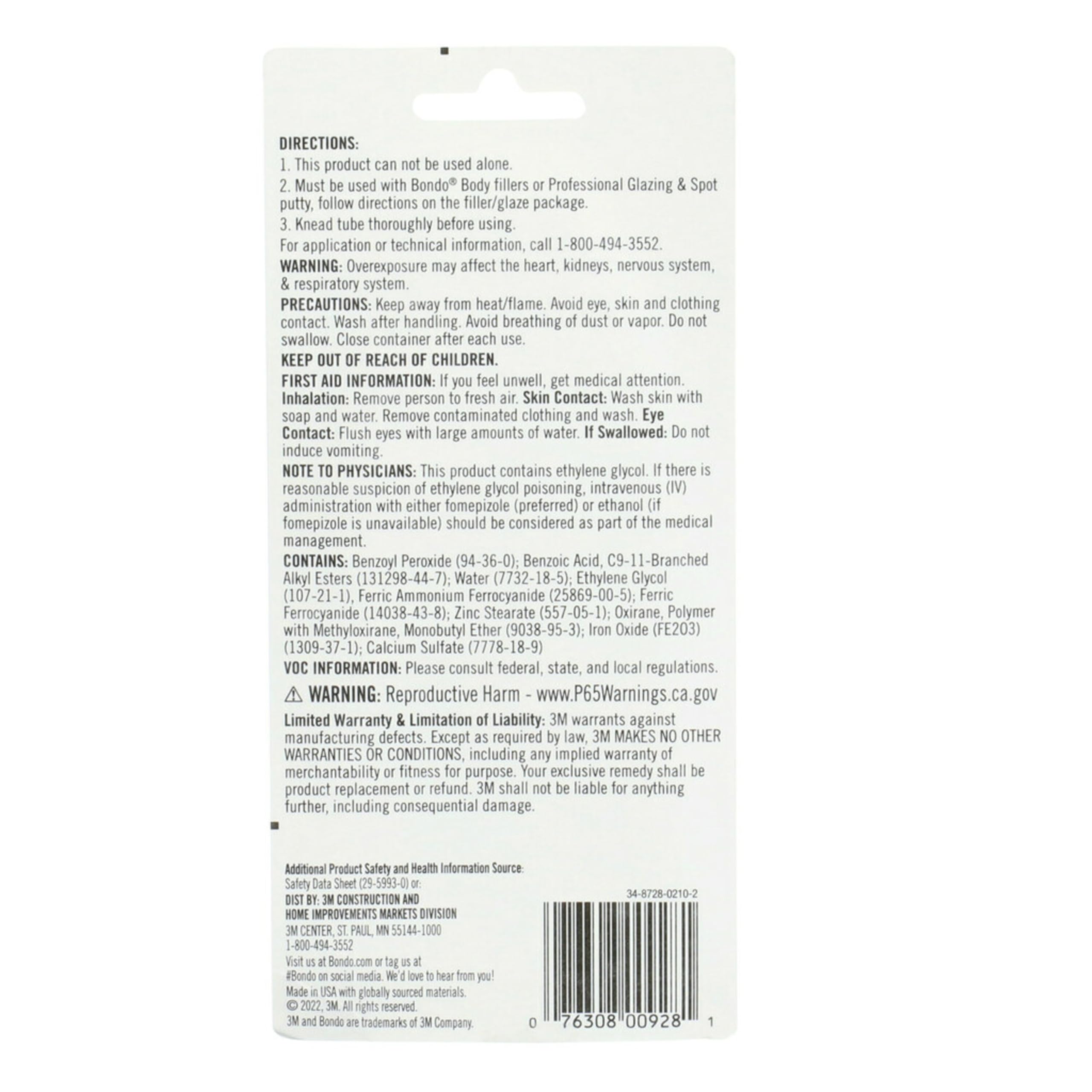 Bondo Red Cream Hardener, 00928, 2.75 oz