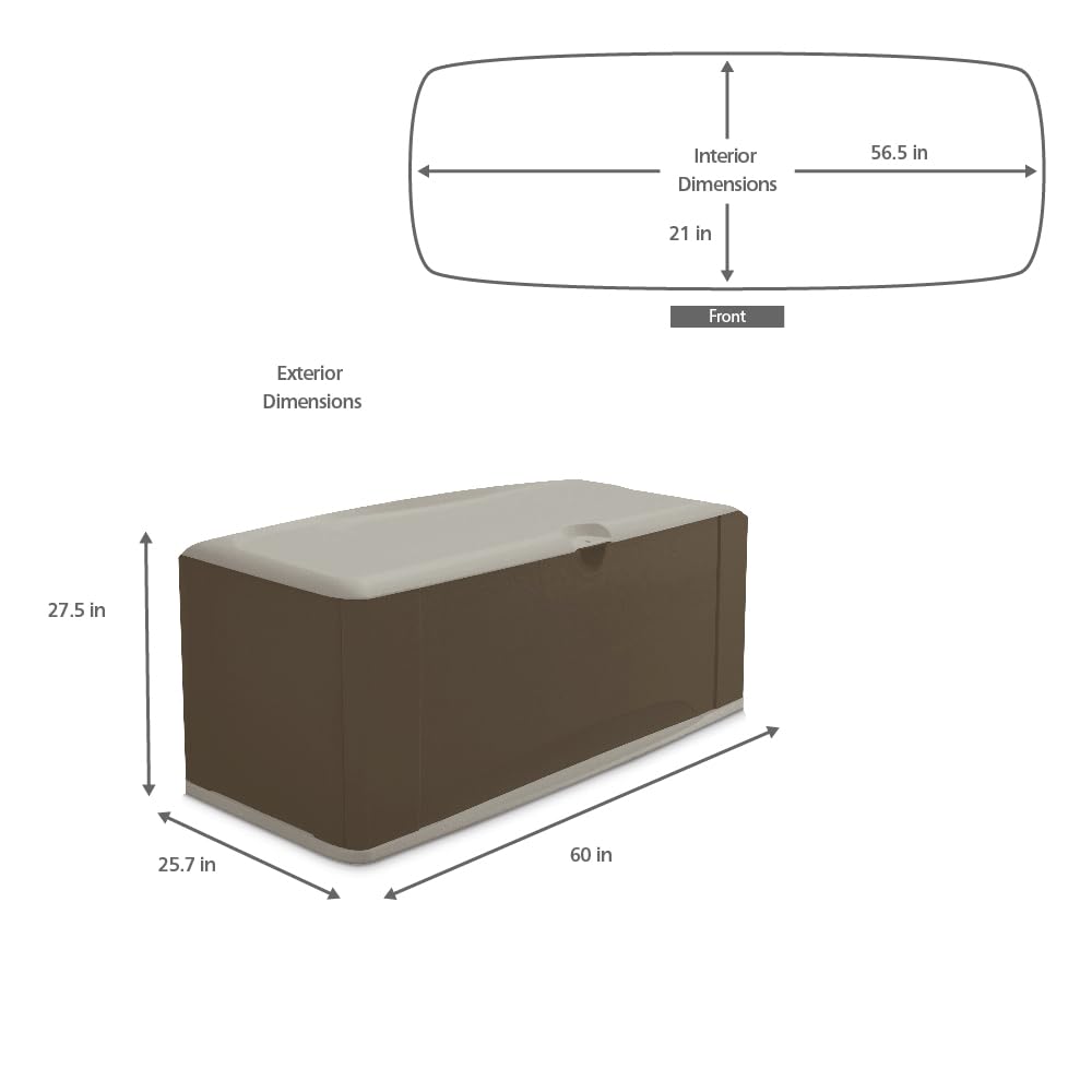 Rubbermaid Extra Large Resin Weather Resistant Outdoor Storage Deck Box, 120 Gal., Putty/Canteen Brown, for Garden/Backyard/Home/Pool