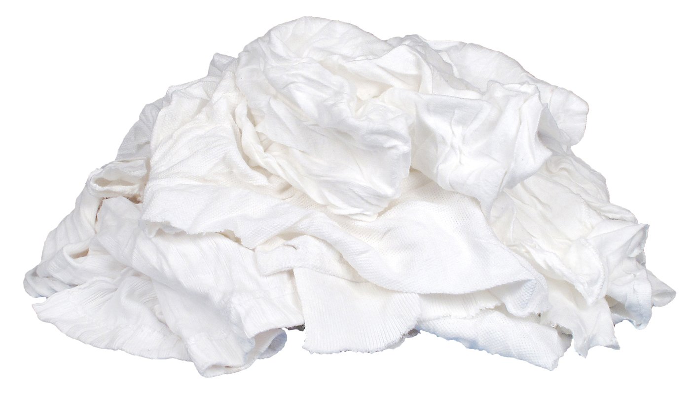 Buffalo Industries (10521) Absorbent White Recycled T-Shirt Cloth Rags - 1 lb. box - For All-purpose Wiping, Cleaning, and Polishing - Made from 100% Recycled Materials