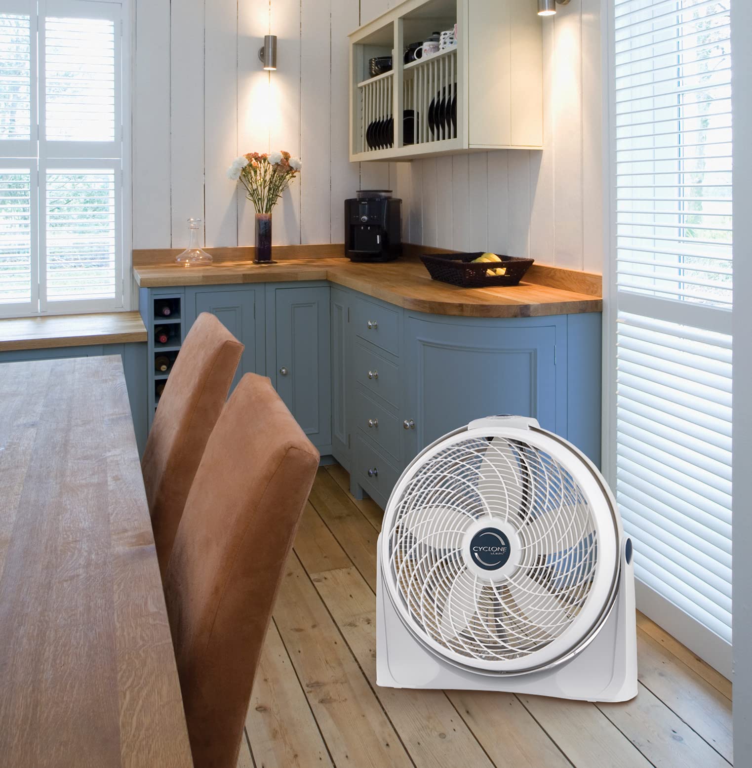 Lasko 3520 20 Inch 3-Speed Cyclone Air Circulator Home Fan, White