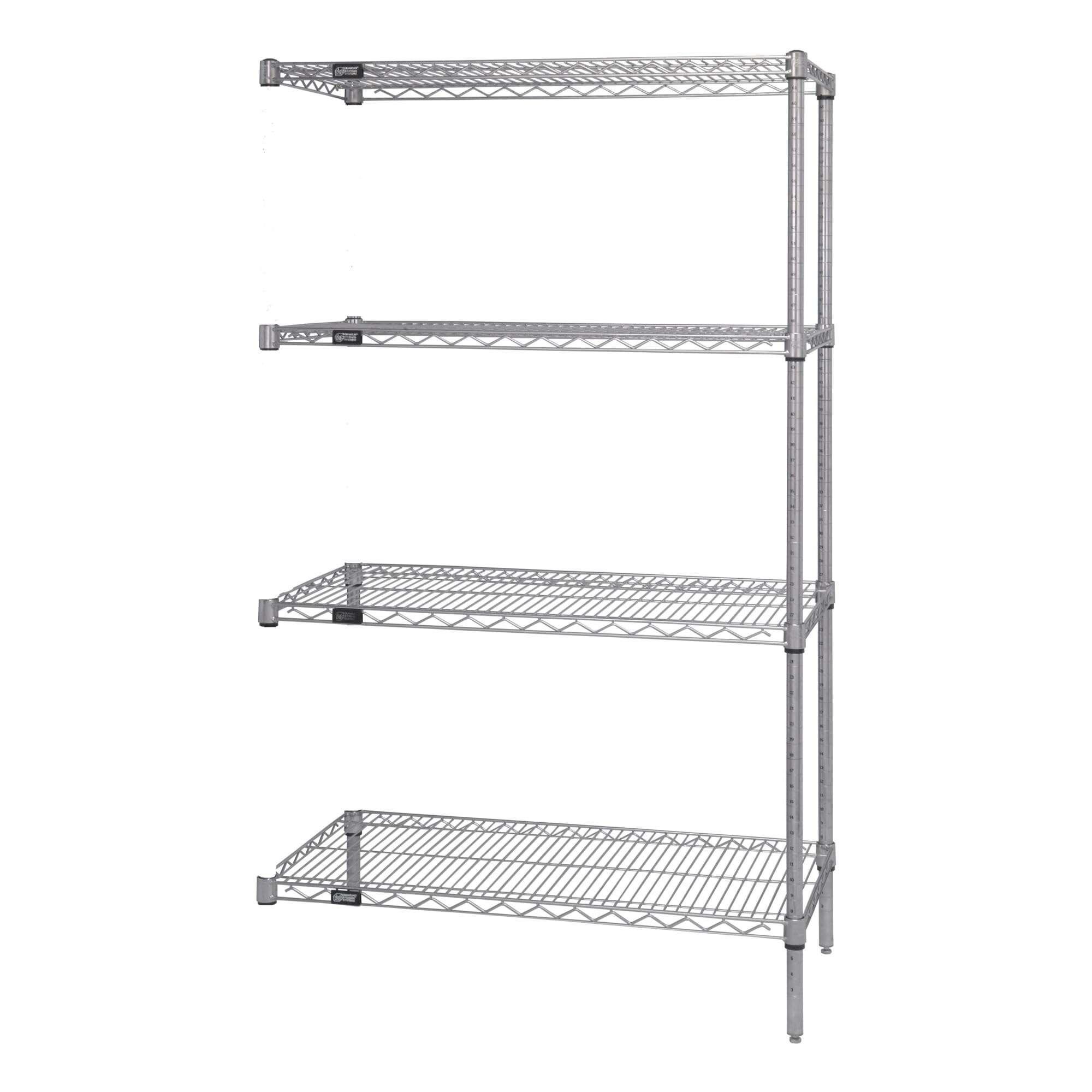 Quantum Storage Systems AD86-2436C Add-On Kit for 86" High 4-Tier Wire Shelving Unit, Chrome Finish, 24" Width x 36" Length x 86" Height