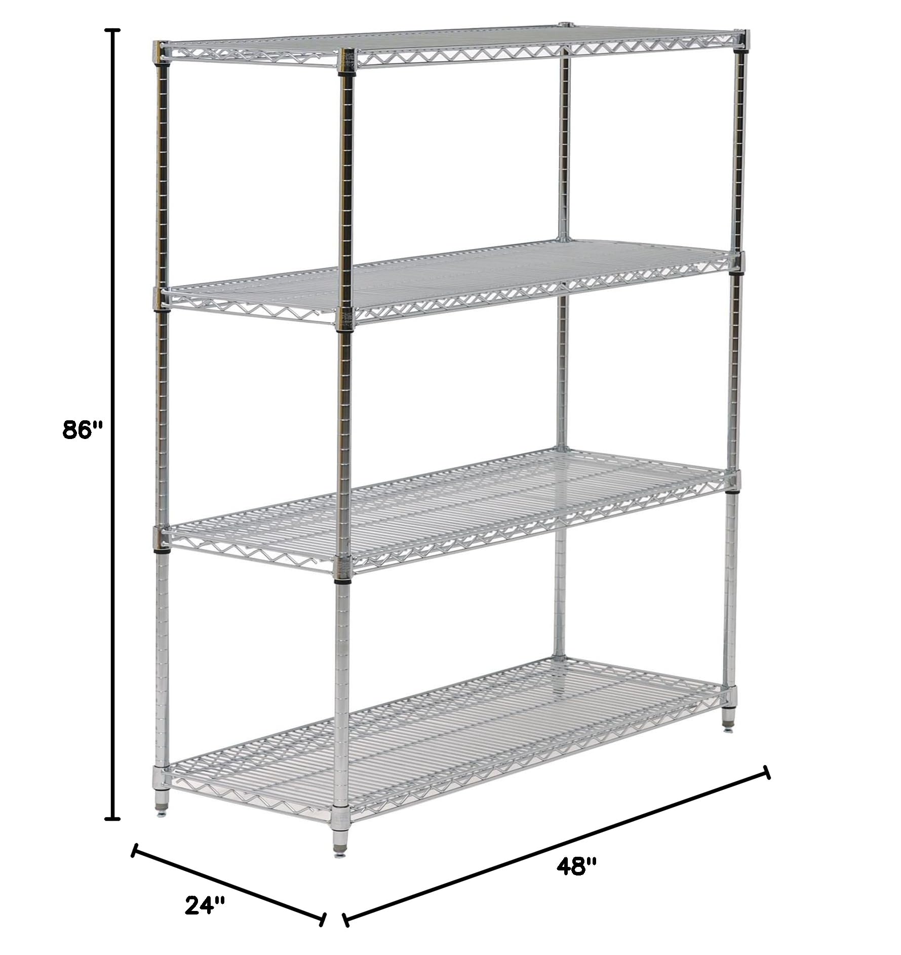 Quantum Storage Systems AD86-2436C Add-On Kit for 86" High 4-Tier Wire Shelving Unit, Chrome Finish, 24" Width x 36" Length x 86" Height