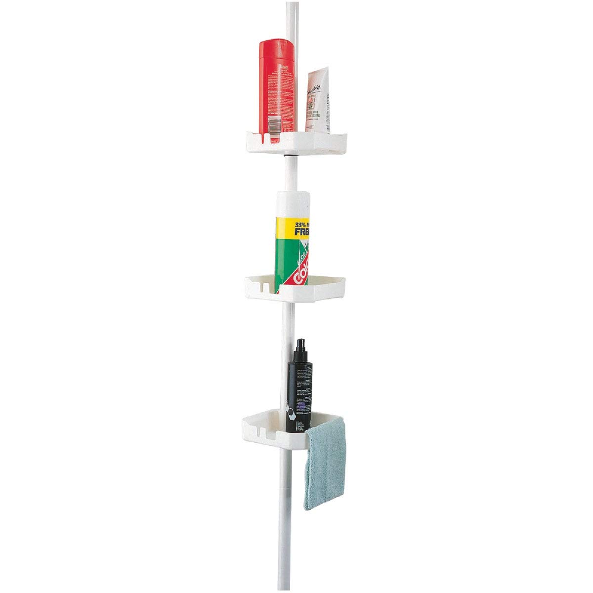 Zenna Home Tension Corner Shower Pole Caddy, White