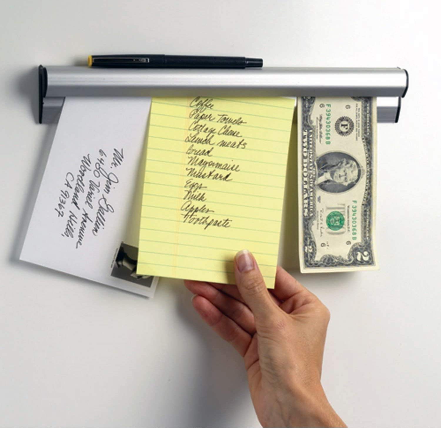Hangman Clip-It Strip Magnetic Note and Paper Holder-Aluminum (CSA-12)
