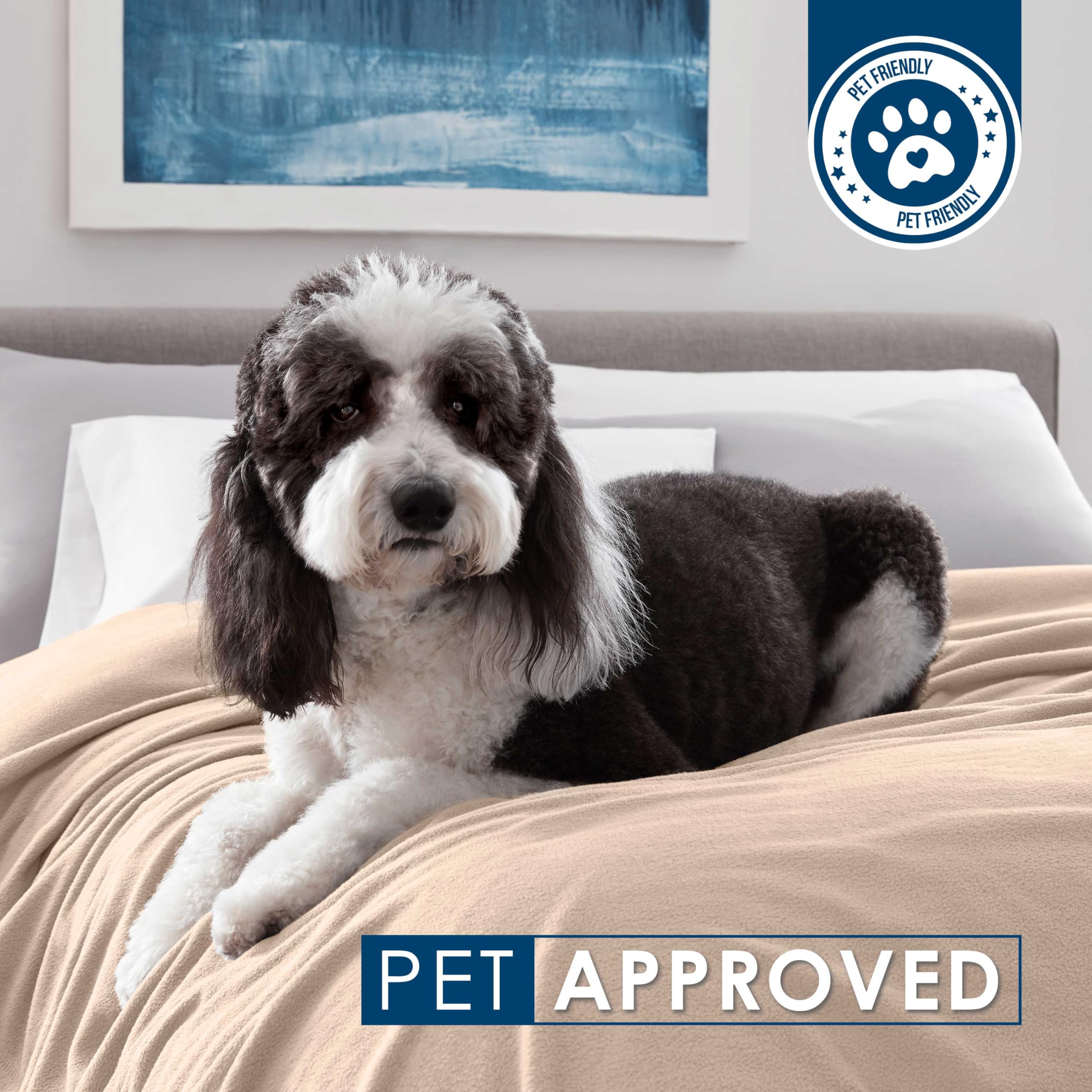 Martex 1B06849 Super Soft Fleece Lightweight Reversible Cozy Warm Sofa Blanket Low Lint Luxury Hotel Style All Seasons Layering Solid Pet Friendly Twin Size Bed and Couch Blankets, Twin, Beige