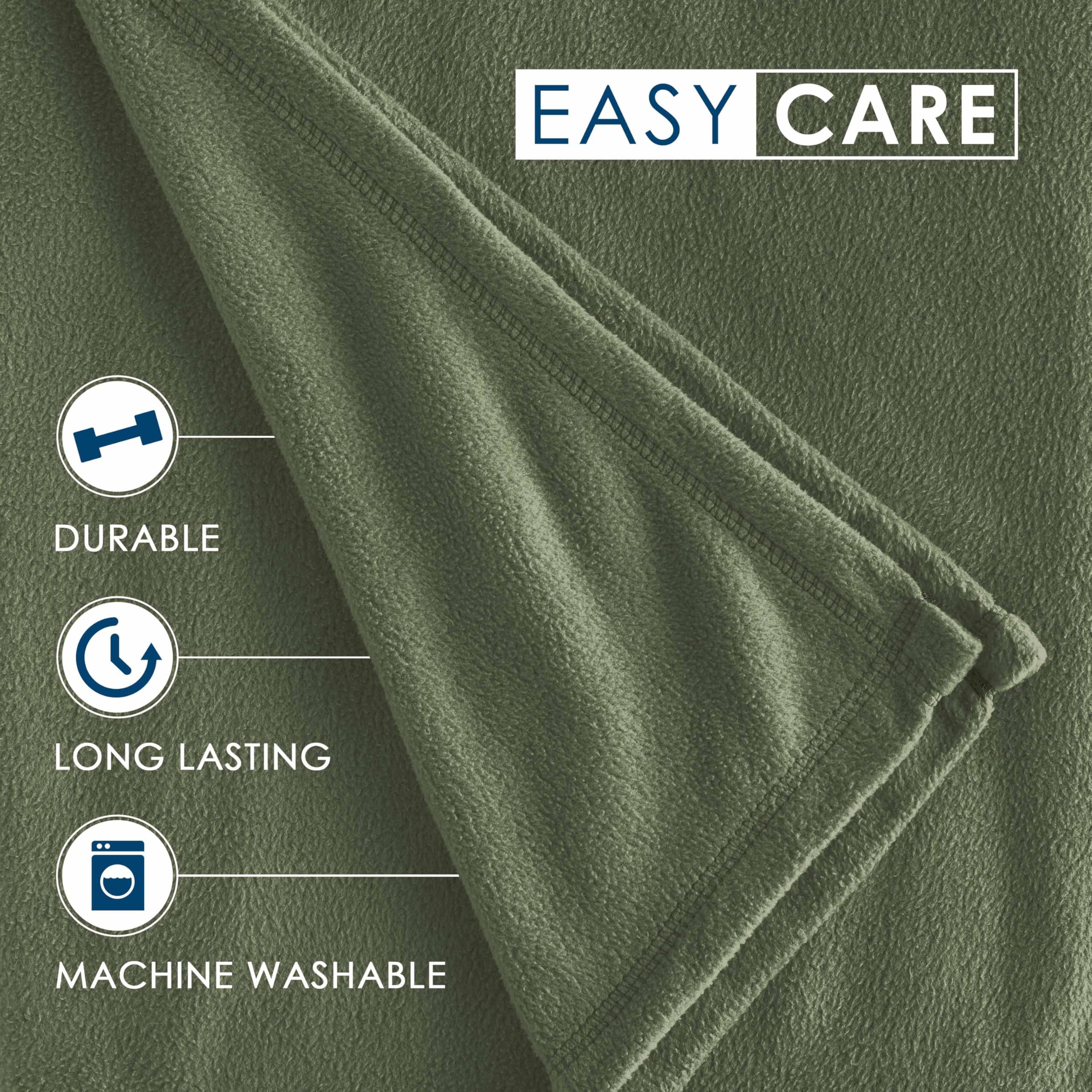 Martex 1B06864 Super Soft Fleece Easy Care Machine Washable Blanket Full/Queen, Green