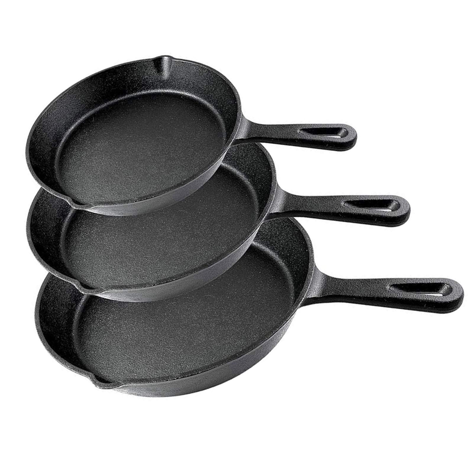 MEKBOK Pre-Seasoned Cast Iron 3 Piece Skillet Set
