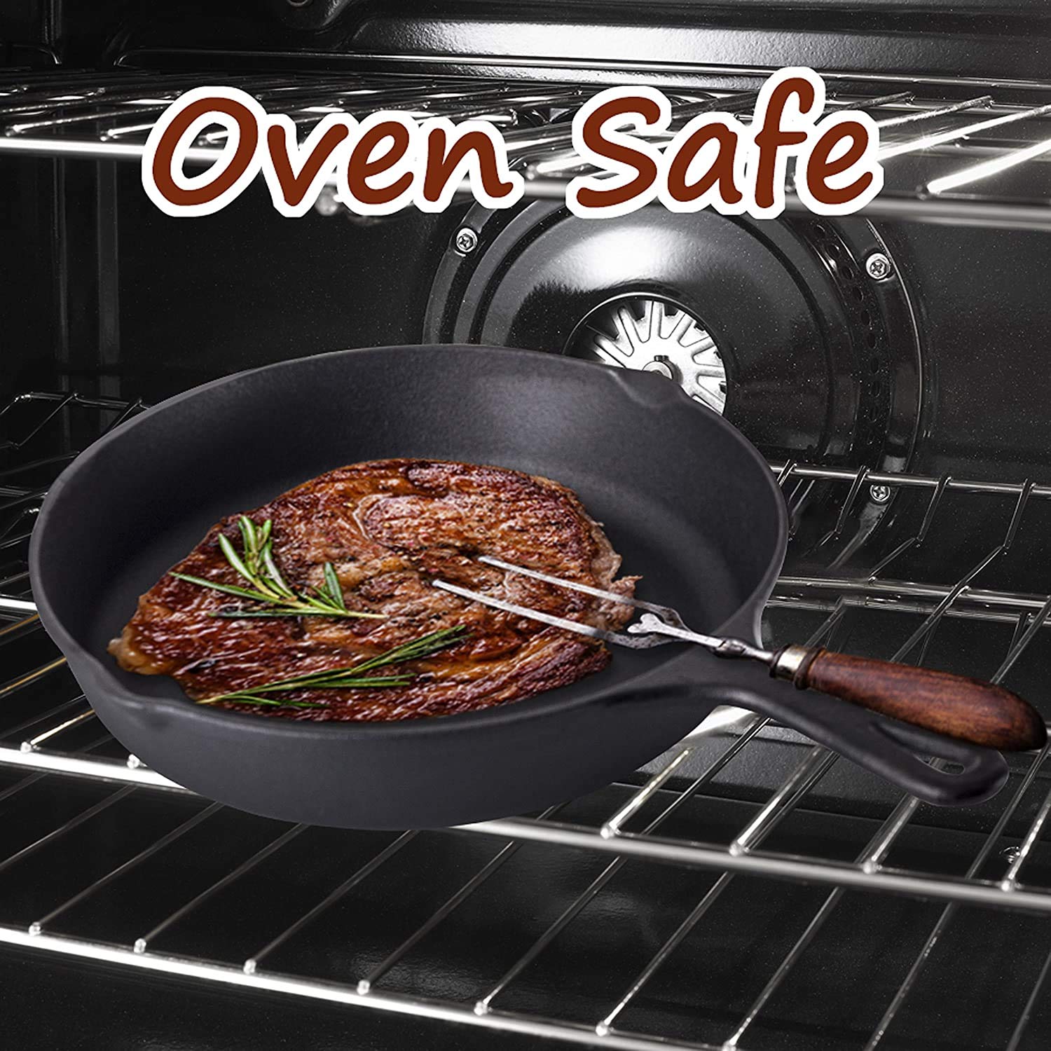 MEKBOK Pre-Seasoned Cast Iron 3 Piece Skillet Set