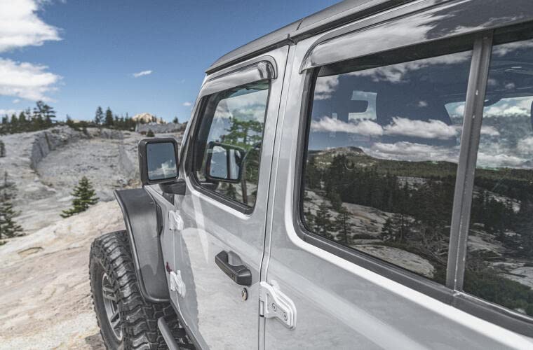 Auto Ventshade [AVS] Ventvisor / Rain Guards | Outside Mount, Smoke Color, 4 pc | 94249 | Fits 2007 - 2018 Jeep Wrangler (JK) Unlimited