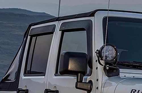 Auto Ventshade [AVS] Ventvisor / Rain Guards | Outside Mount, Smoke Color, 4 pc | 94249 | Fits 2007 - 2018 Jeep Wrangler (JK) Unlimited
