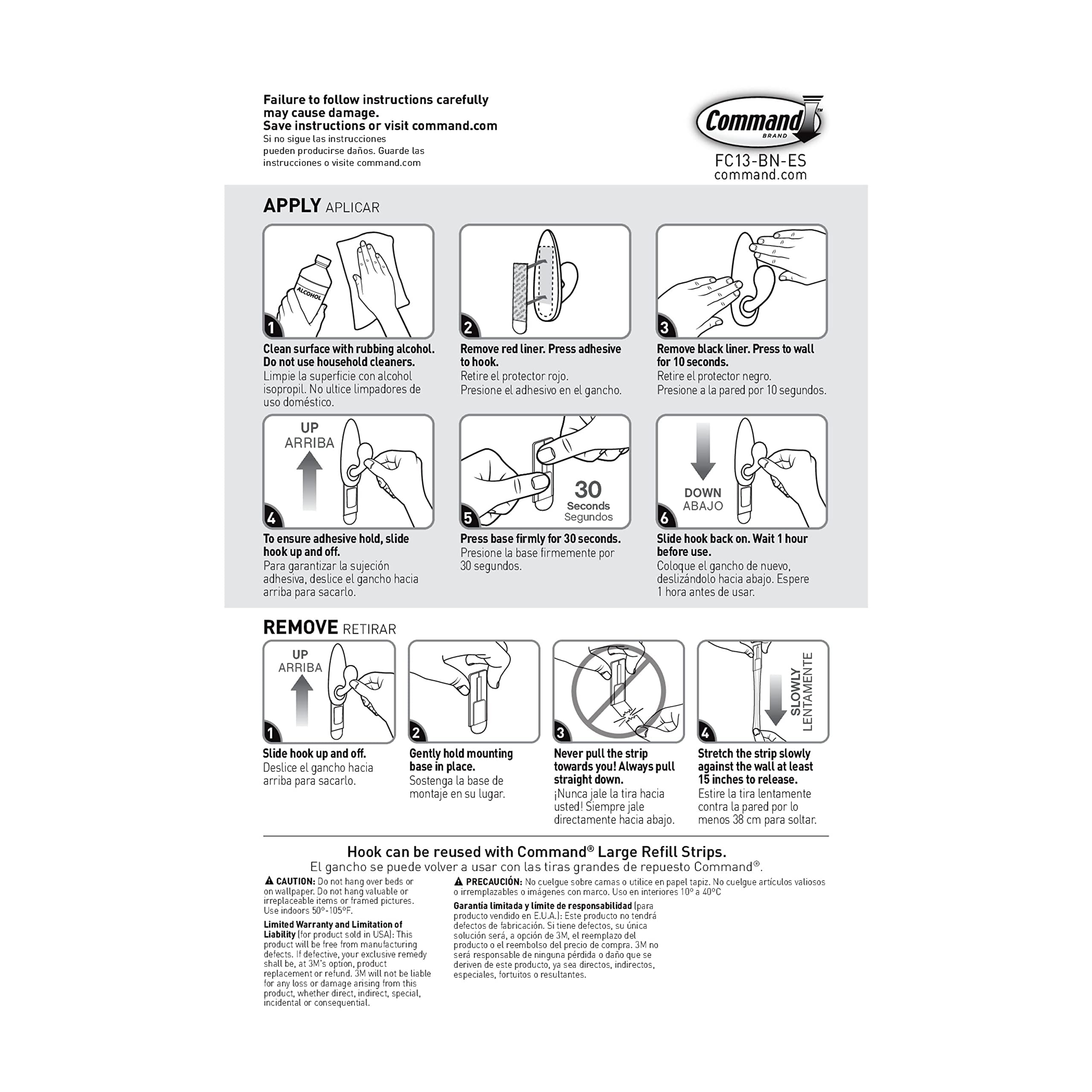 Command FC13-BN FBA_FC13-BN Forever Classic Metal, Large, Brushed Nickel, 1-Hook (FC13-BN-ES)