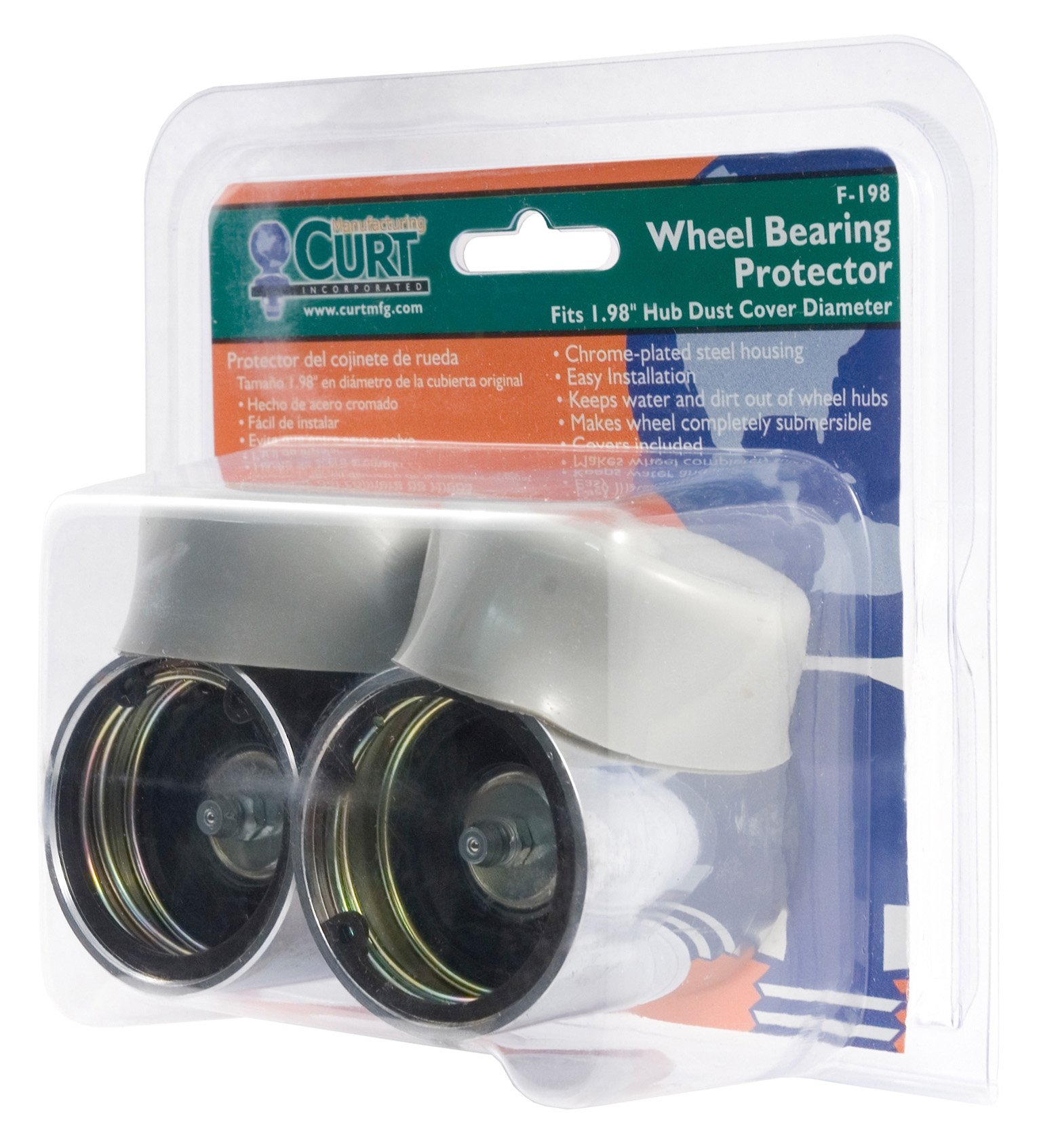 CURT 22198 1.98-Inch Trailer Wheel Bearing Protectors and Dust Covers, 2 Count (Pack of 1)