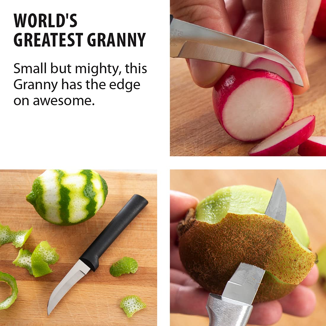 RADA Granny Paring Knife, Black Handle, Pack of 2