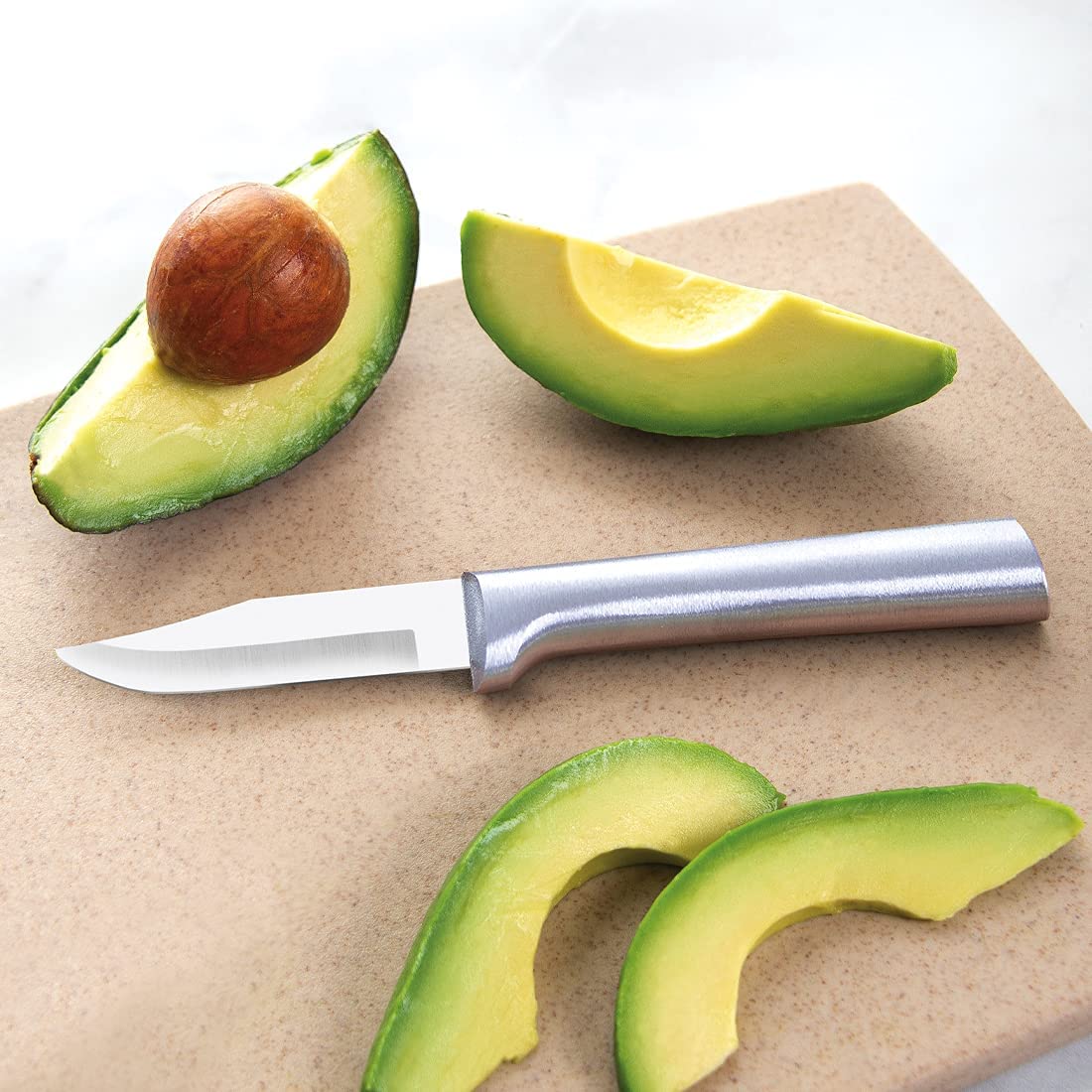 RADA Peeling Paring Knife, Stainless Steel Blade With Brushed Aluminum Handle, Pack of 2