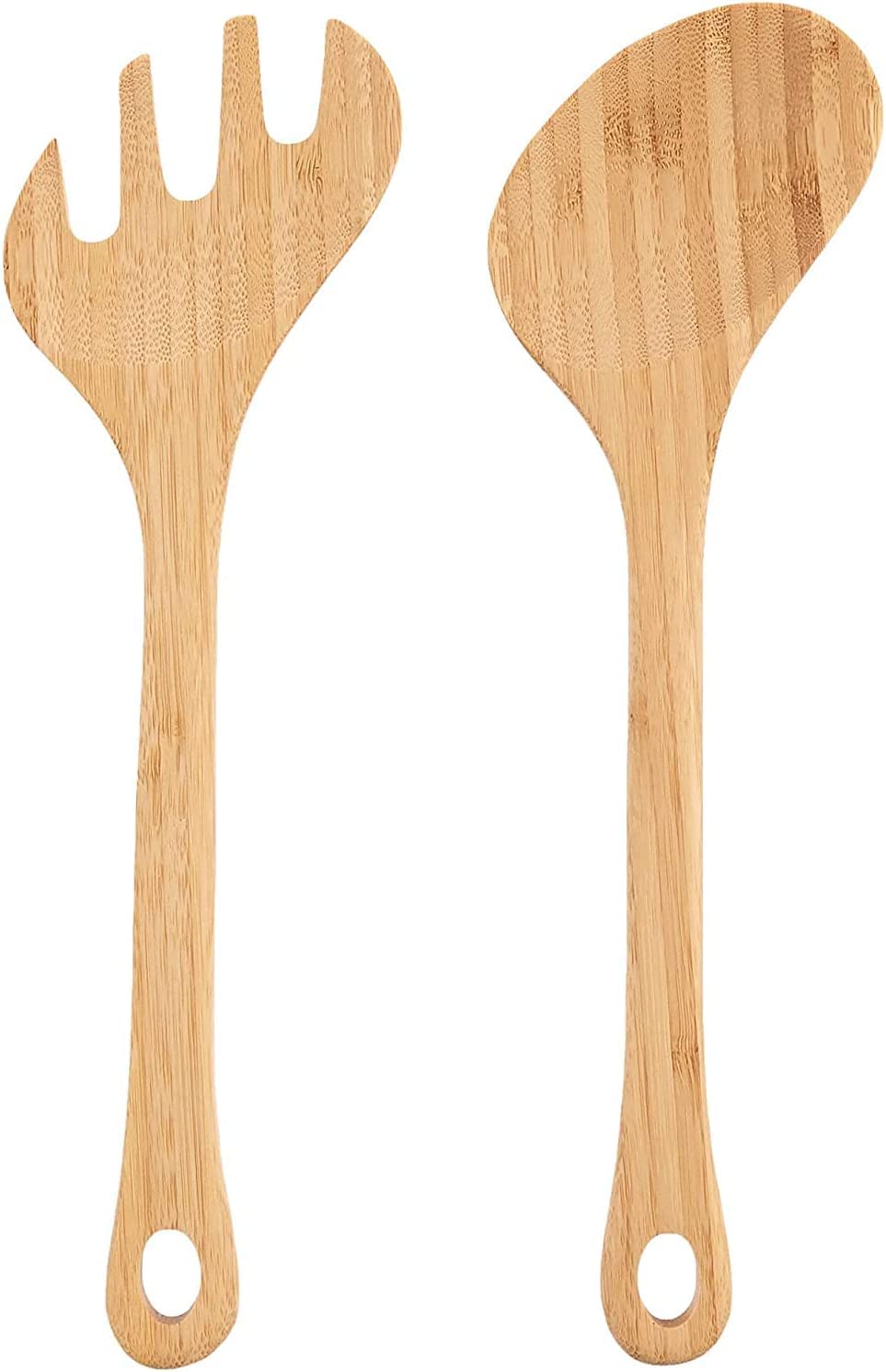 Lipper International Bamboo Wood Salad Bowl with 2 Server Utensils, Large, 14" Diameter x 4" Height, 3-Piece Set