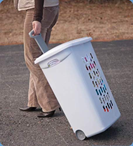 Sterilite, White 12228003 Hamper with Handles and Wheels, Large