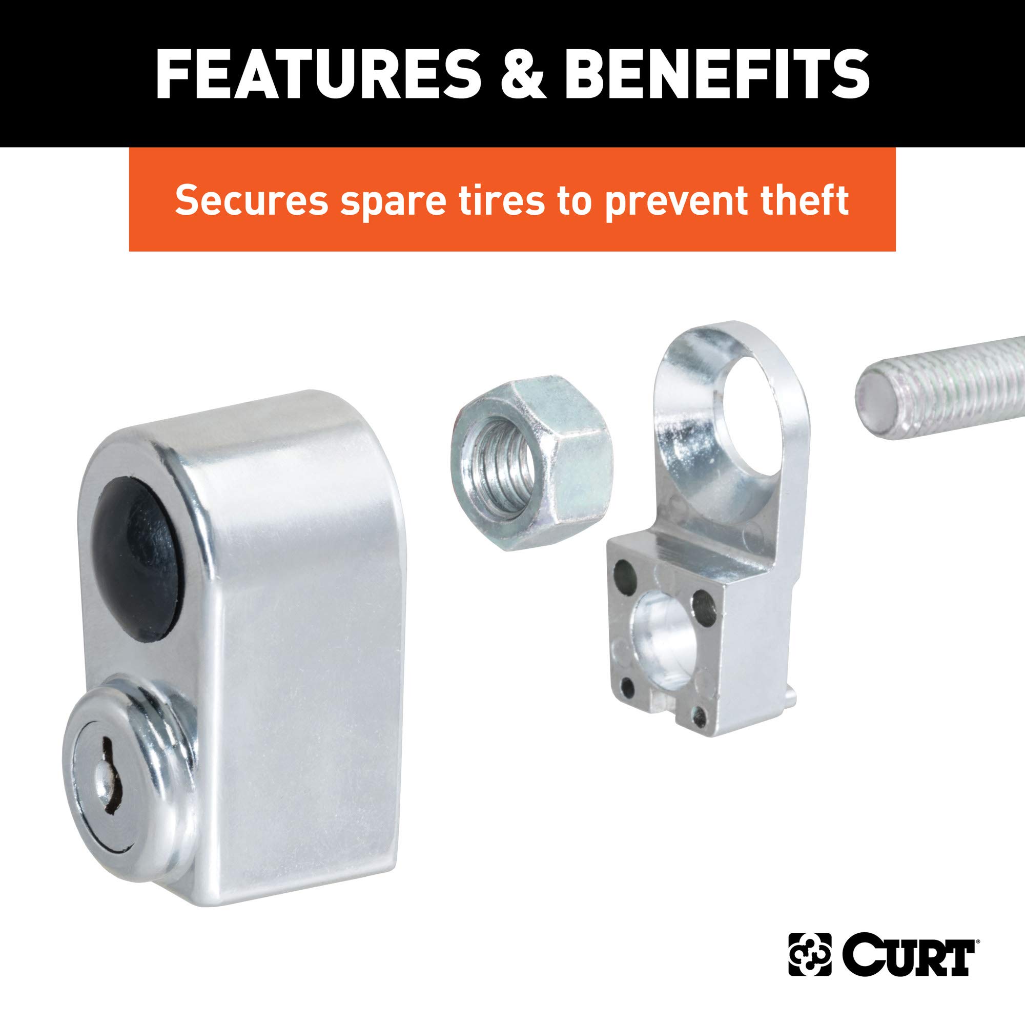 CURT 23562 Spare Tire Lock, Chrome