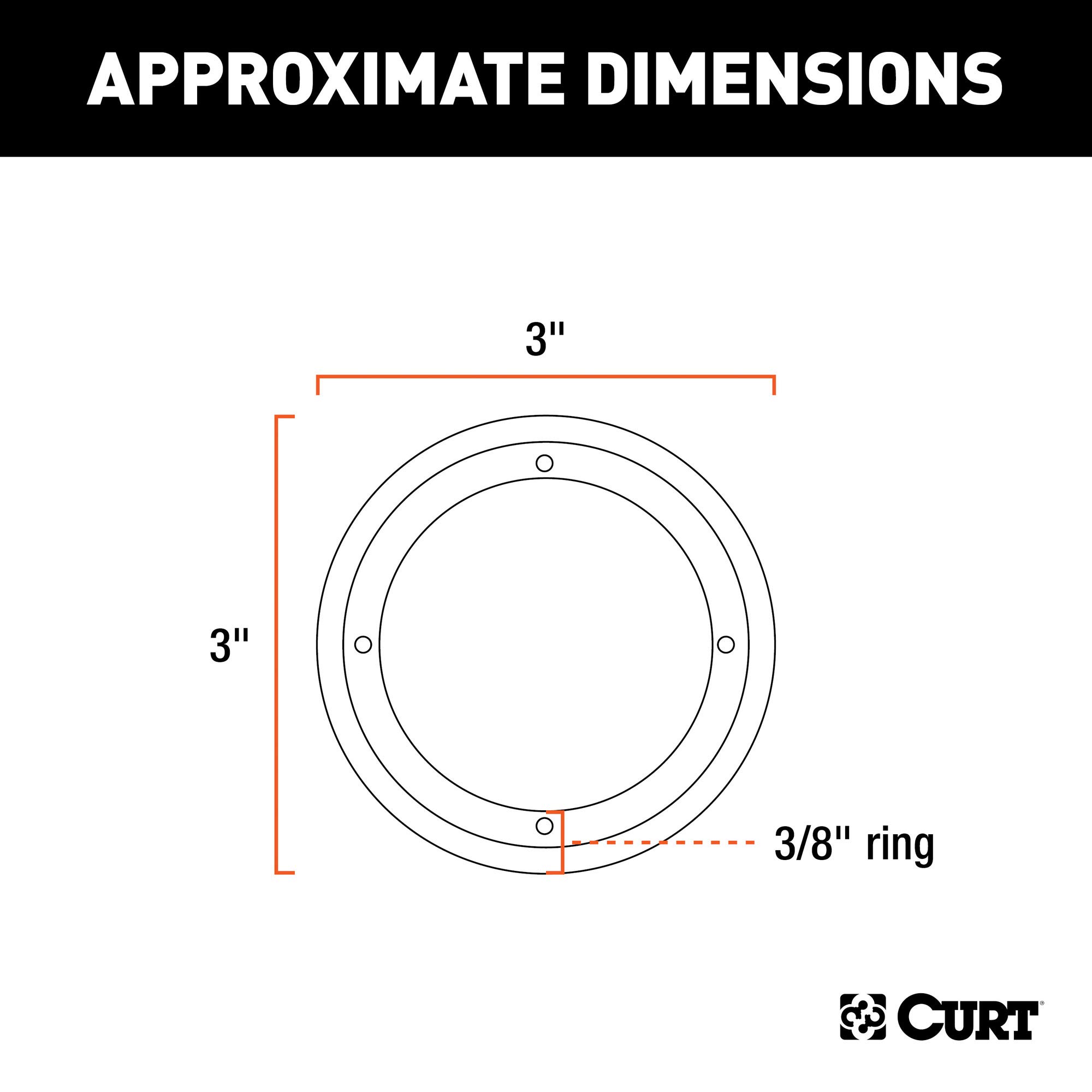CURT 83720 3-Inch Black Plastic Tie Down Anchor Backing Plate Trim Ring