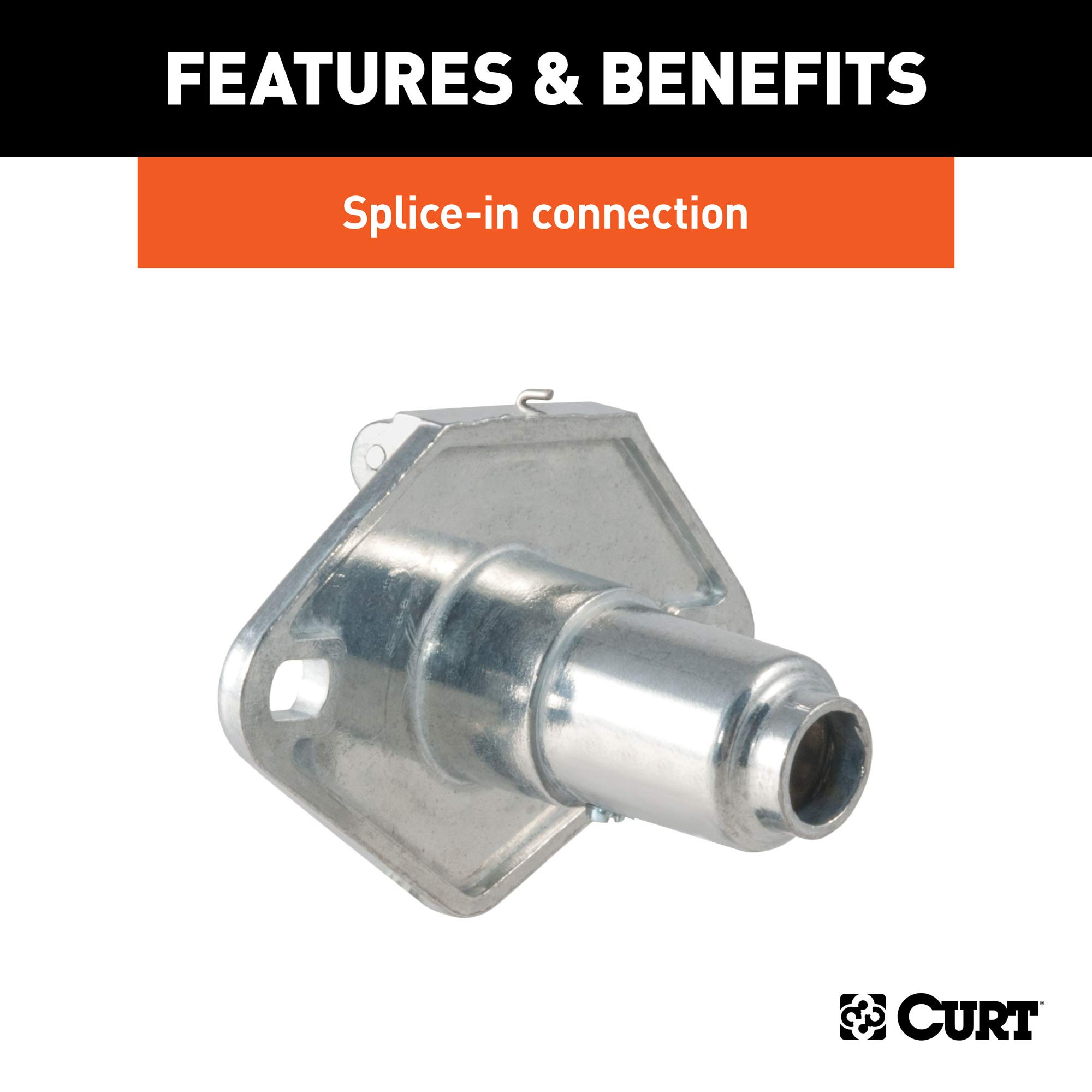 CURT 58090 Vehicle-Side 6-Pin Round Trailer Wiring Harness Socket