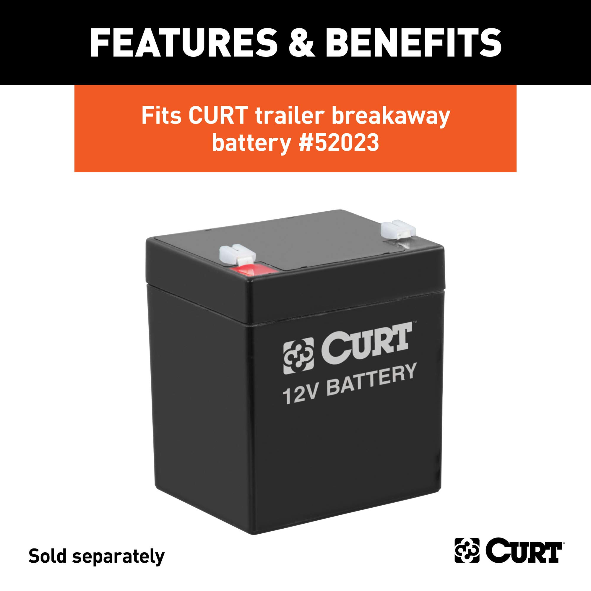 CURT 52022 6-Inch x 5-1/2-Inch x 3-1/4-Inch Lockable Trailer Breakaway Battery Case