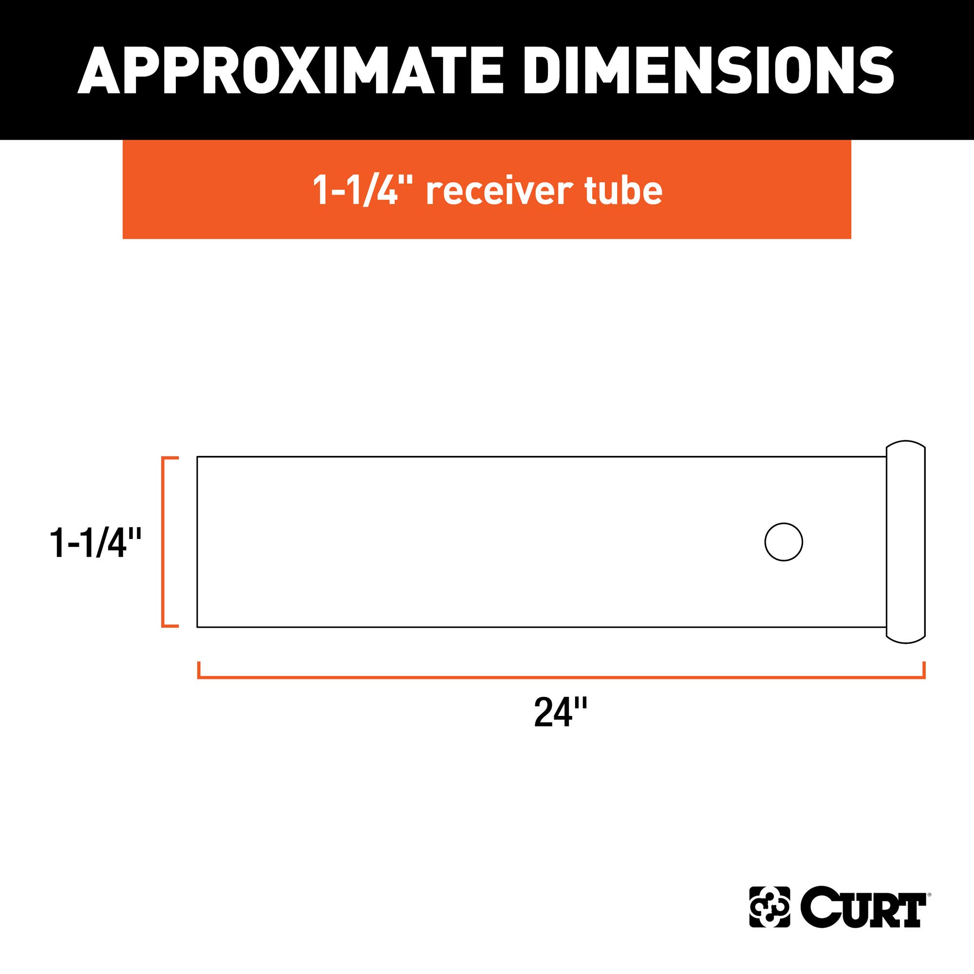 CURT 49524 1-1/4-Inch x 24-Inch Weld-On Raw Steel Trailer Hitch Receiver Tube