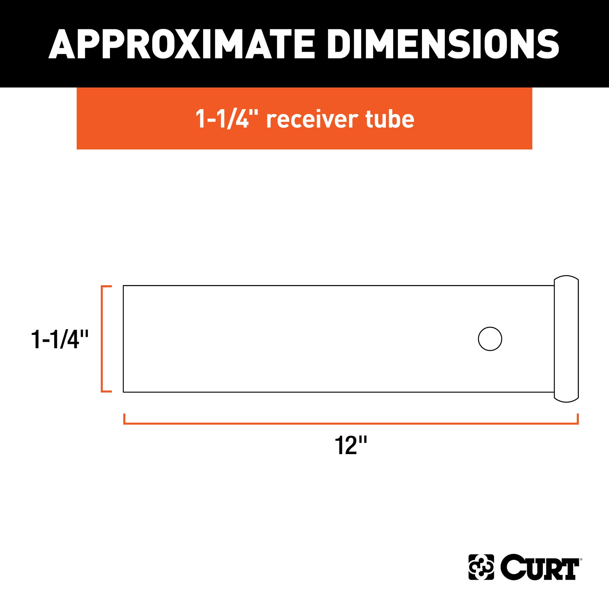 CURT 49512 1-1/4-Inch x 12-Inch Weld-On Raw Steel Trailer Hitch Receiver Tube