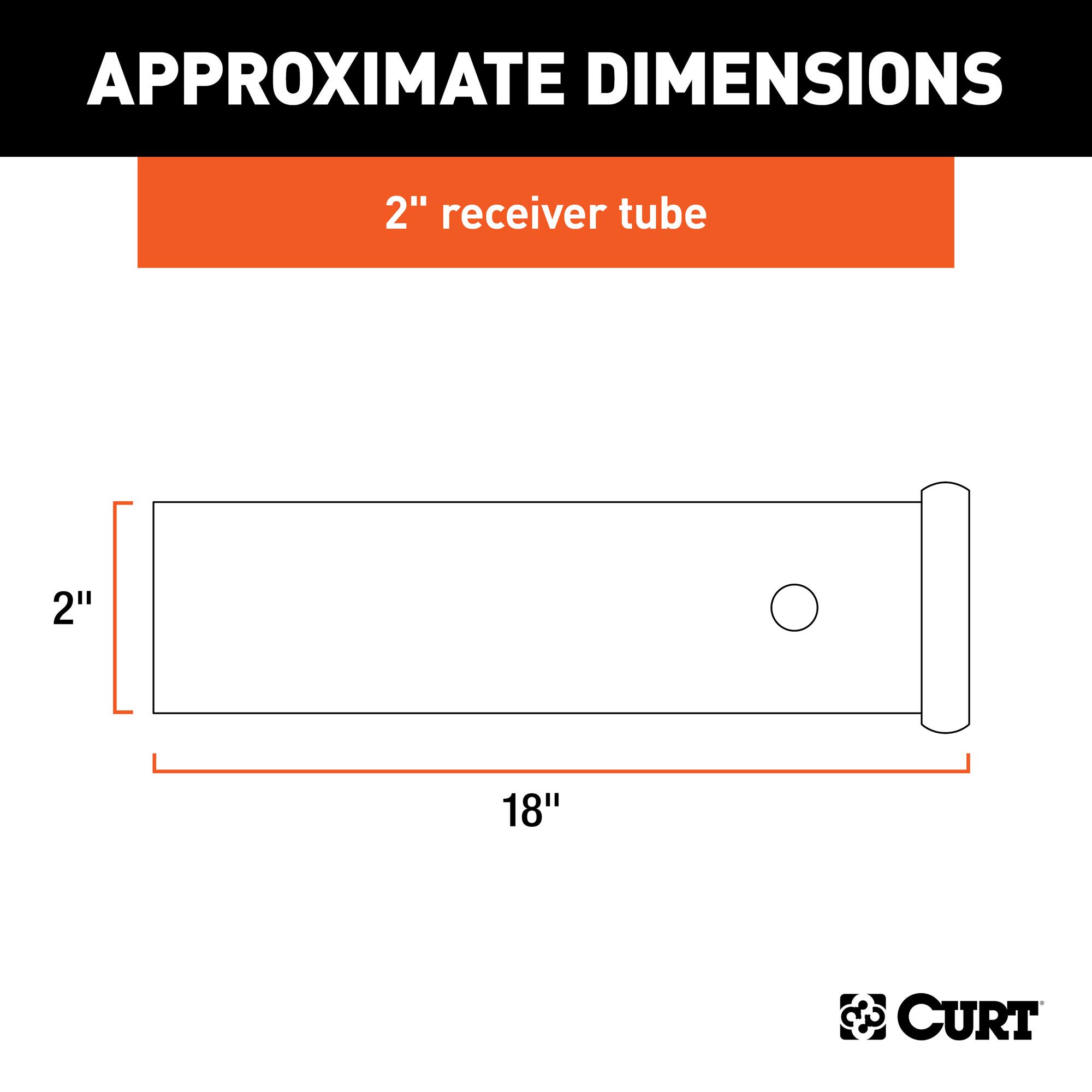 CURT 49180 2-Inch x 18-Inch Weld-On Raw Steel Trailer Hitch Receiver Tube