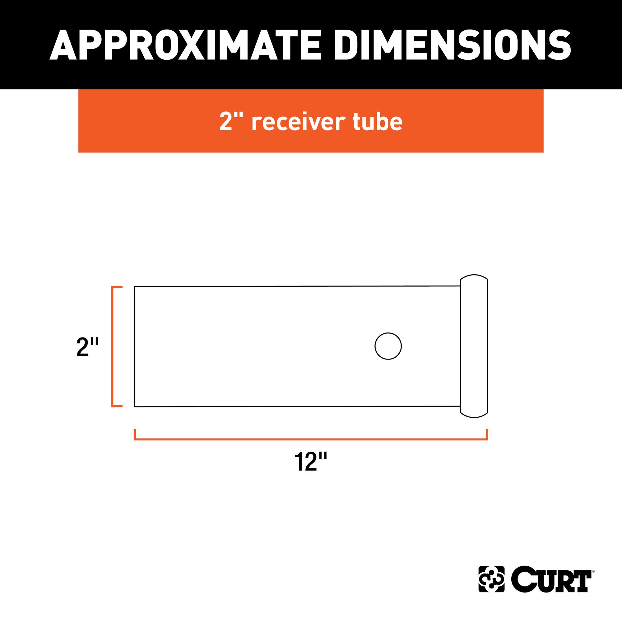 CURT 49120 2-Inch x 12-Inch Weld-On Raw Steel Trailer Hitch Receiver Tube