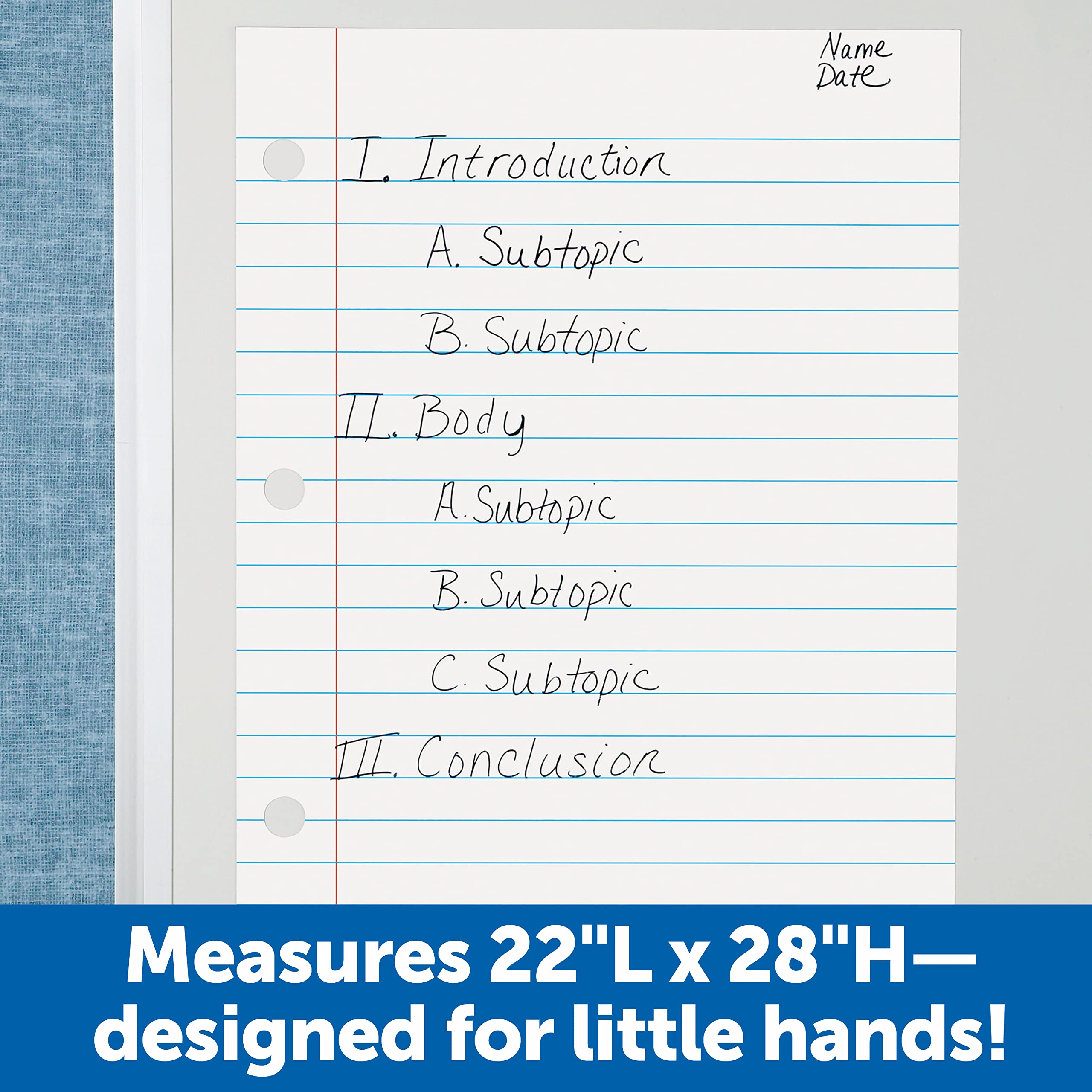 Learning Resources Giant Sized Magnetic Notebook Paper, Durable Write & Wipe, Classroom Whiteboard Accessories, Teaching Aids, 22"L x 28"H