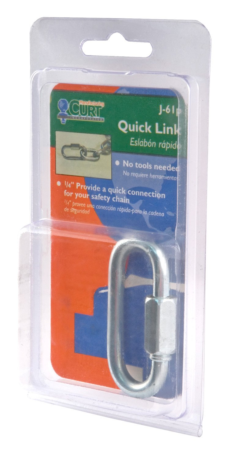 CURT 82611 Threaded Quick Link Trailer Safety Chain Hook Carabiner Clip, 1/4-Inch Diameter, 4,400 lbs Break Strength