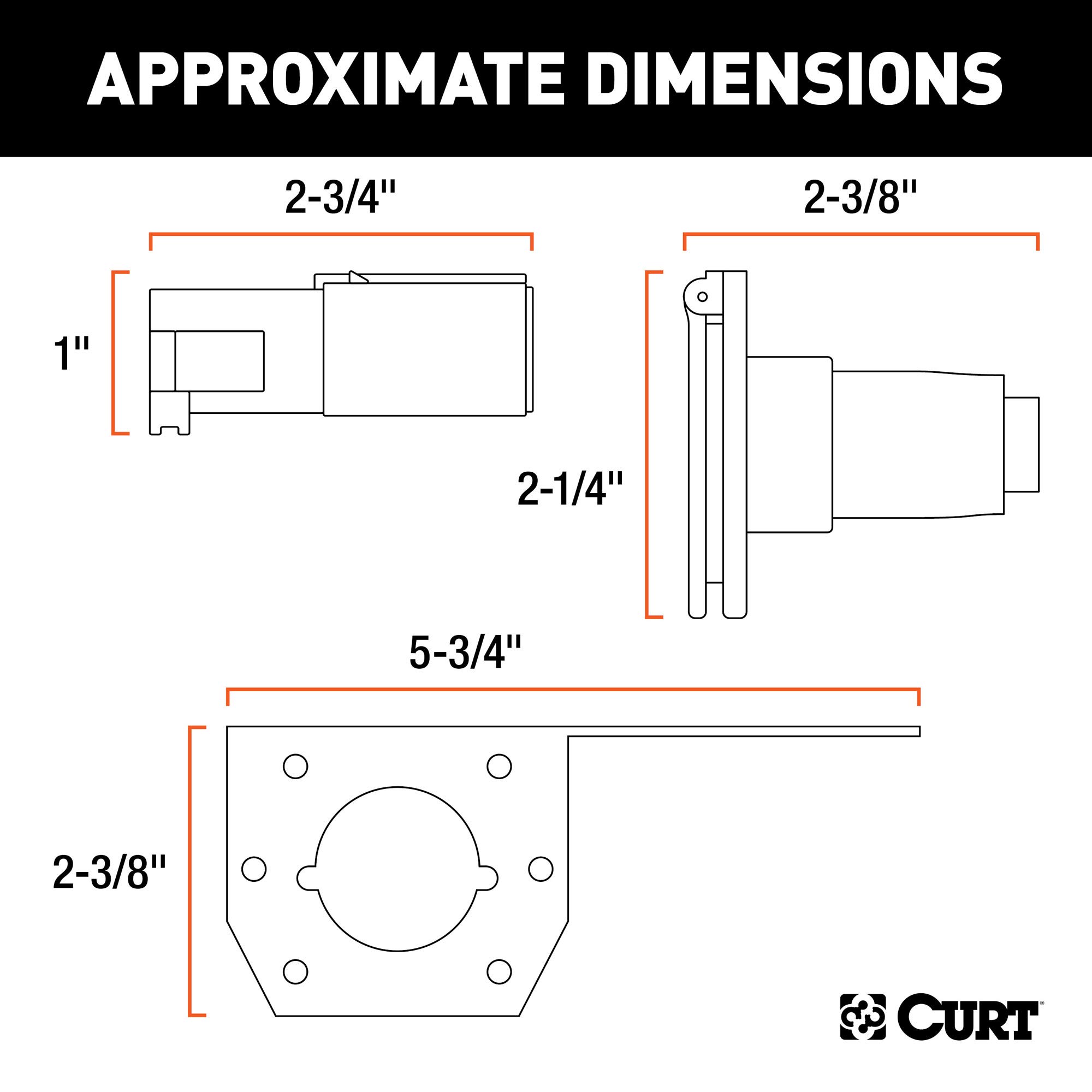CURT 58093 Vehicle-Side and Trailer-Side 6-Pin Round Wiring Harness Connectors