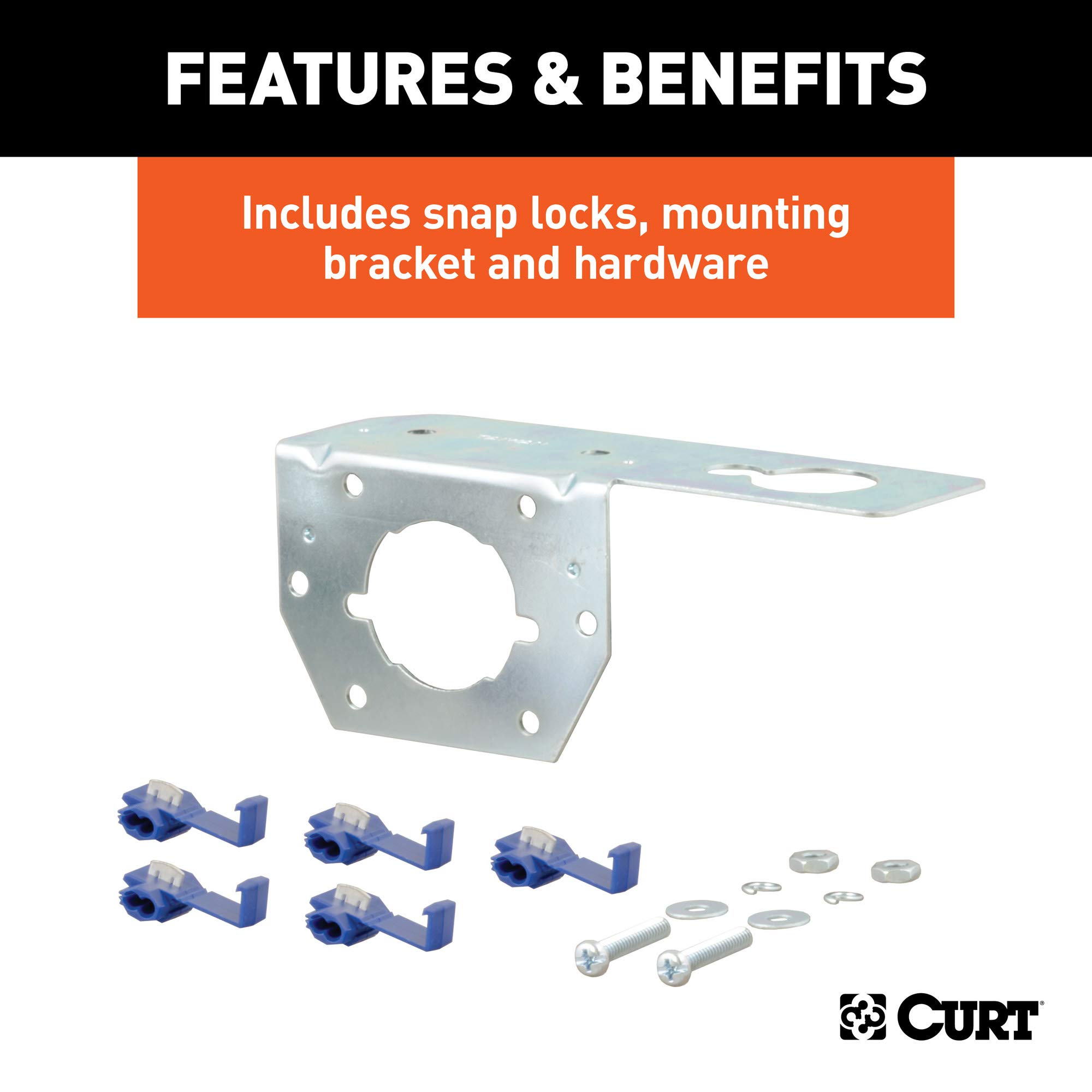 CURT 58093 Vehicle-Side and Trailer-Side 6-Pin Round Wiring Harness Connectors