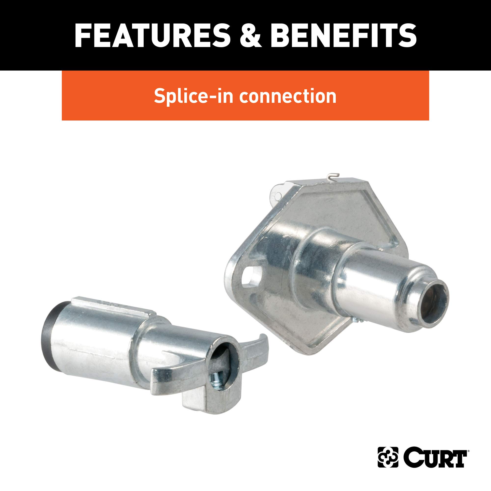 CURT 58093 Vehicle-Side and Trailer-Side 6-Pin Round Wiring Harness Connectors